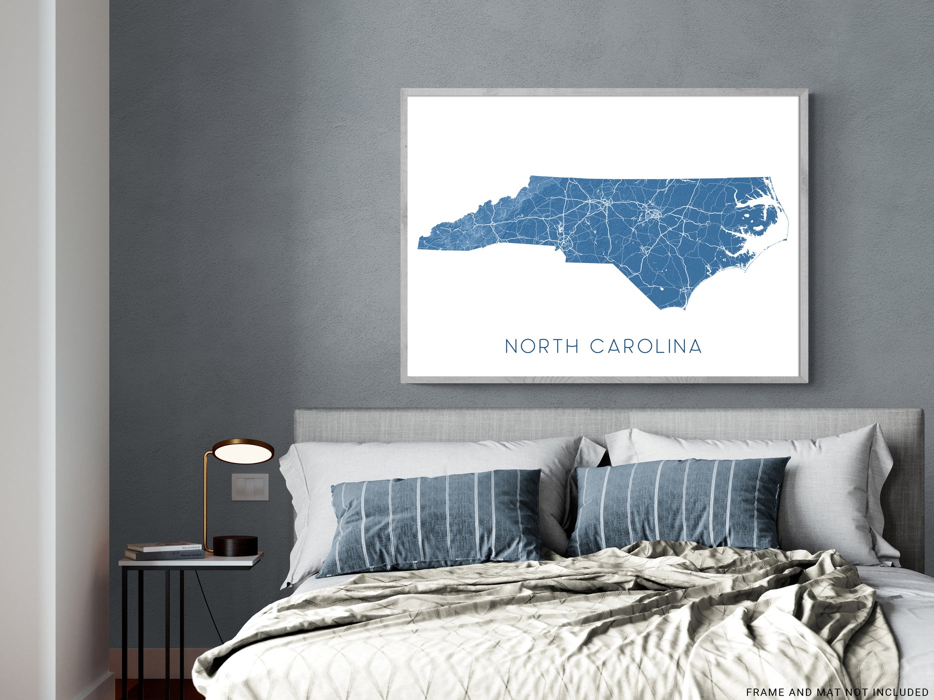 North Carolina State Map Print Poster - Topographic Map of NC Road Map ...