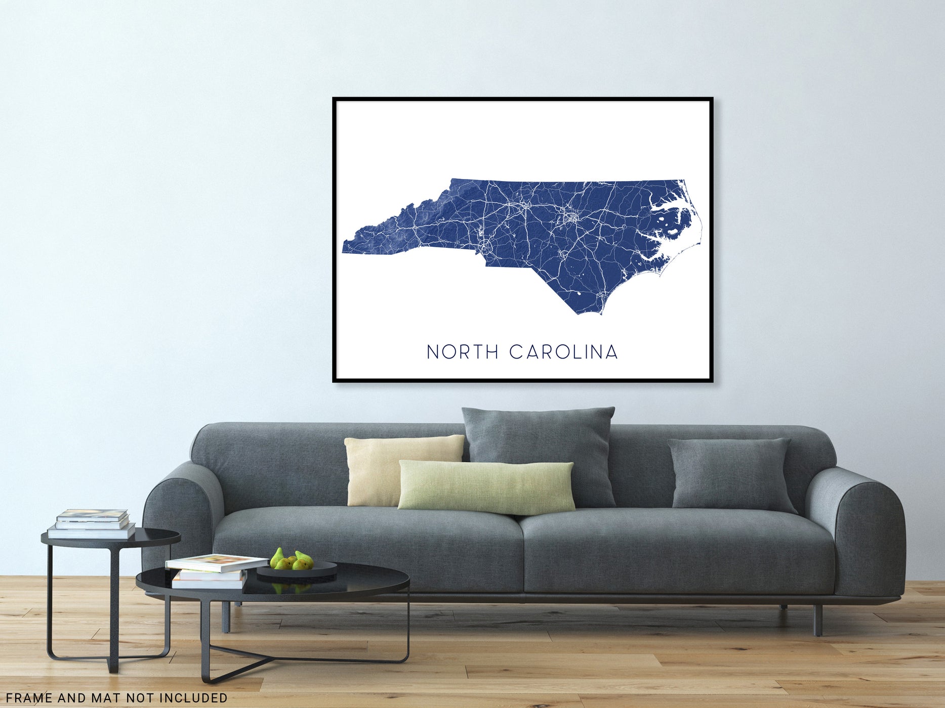 North Carolina State Map Print Poster - Topographic Map of NC Road Map ...