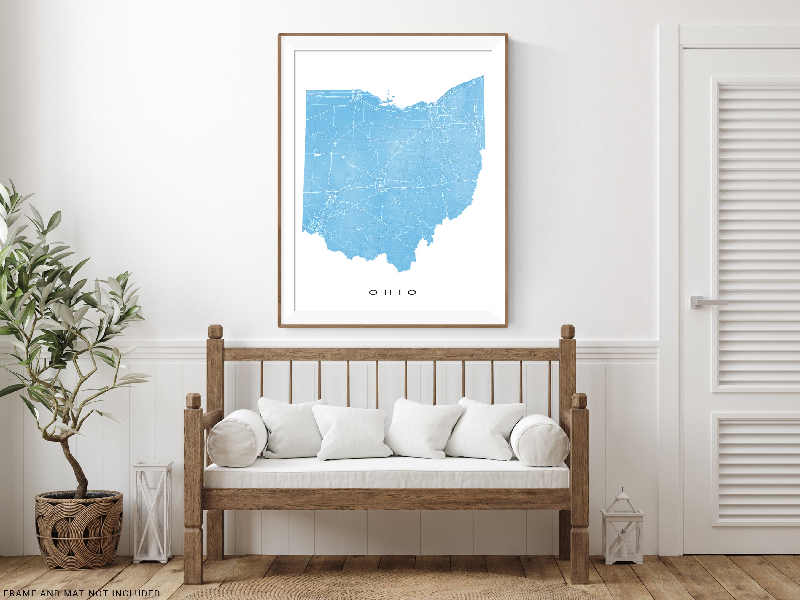 Ohio Map Wall Art Print Poster, Topographic OH State Road Maps for Hom ...