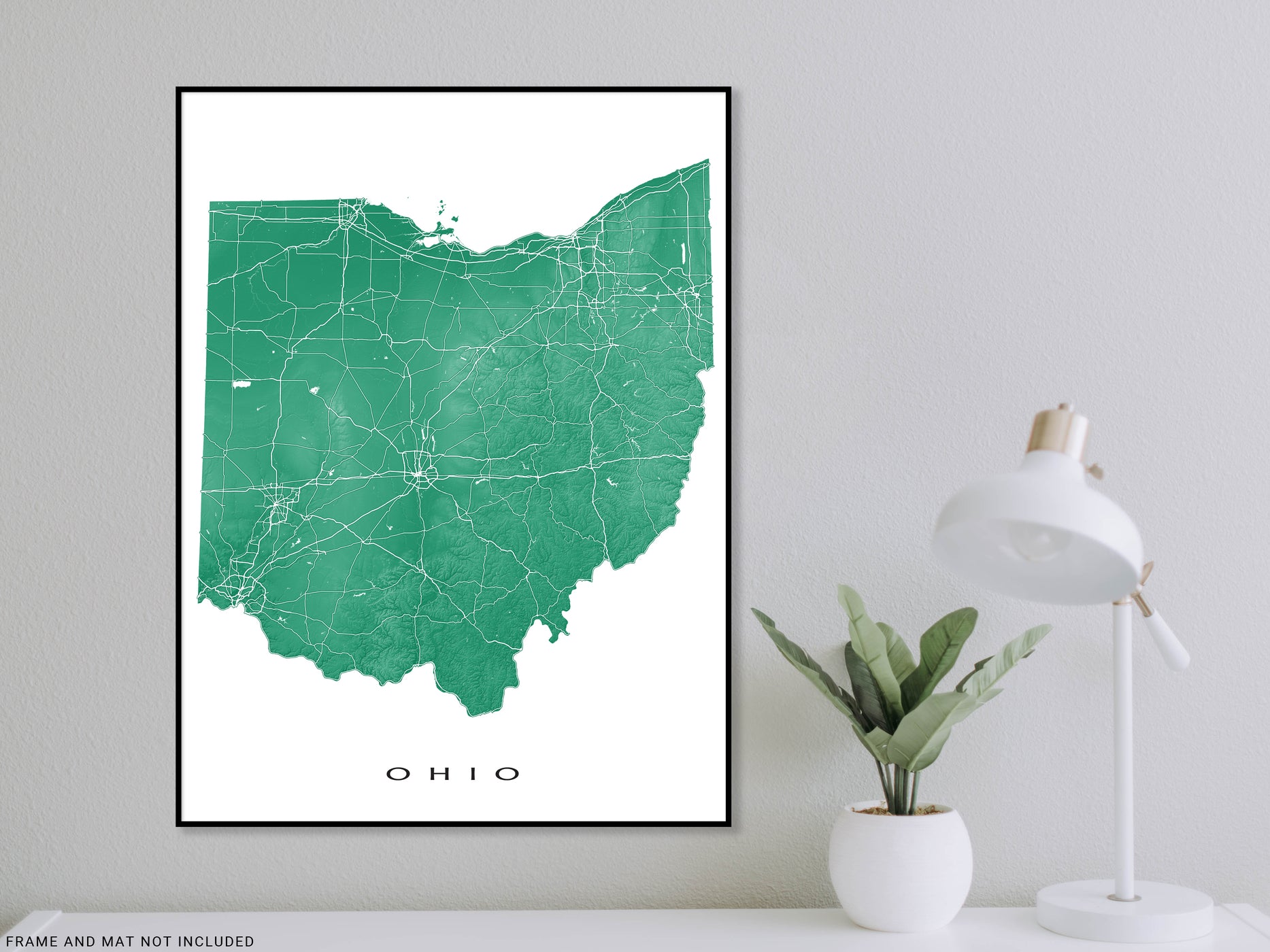 Ohio Map Wall Art Print Poster, Topographic OH State Road Maps for Hom ...