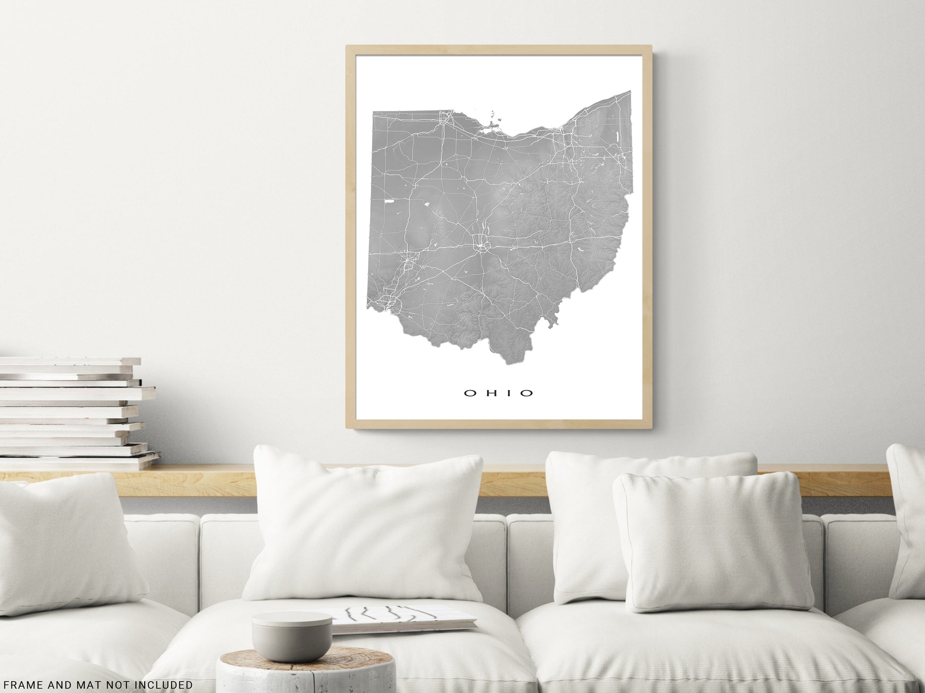 Ohio Map Wall Art Print Poster, Topographic OH State Road Maps for Hom ...