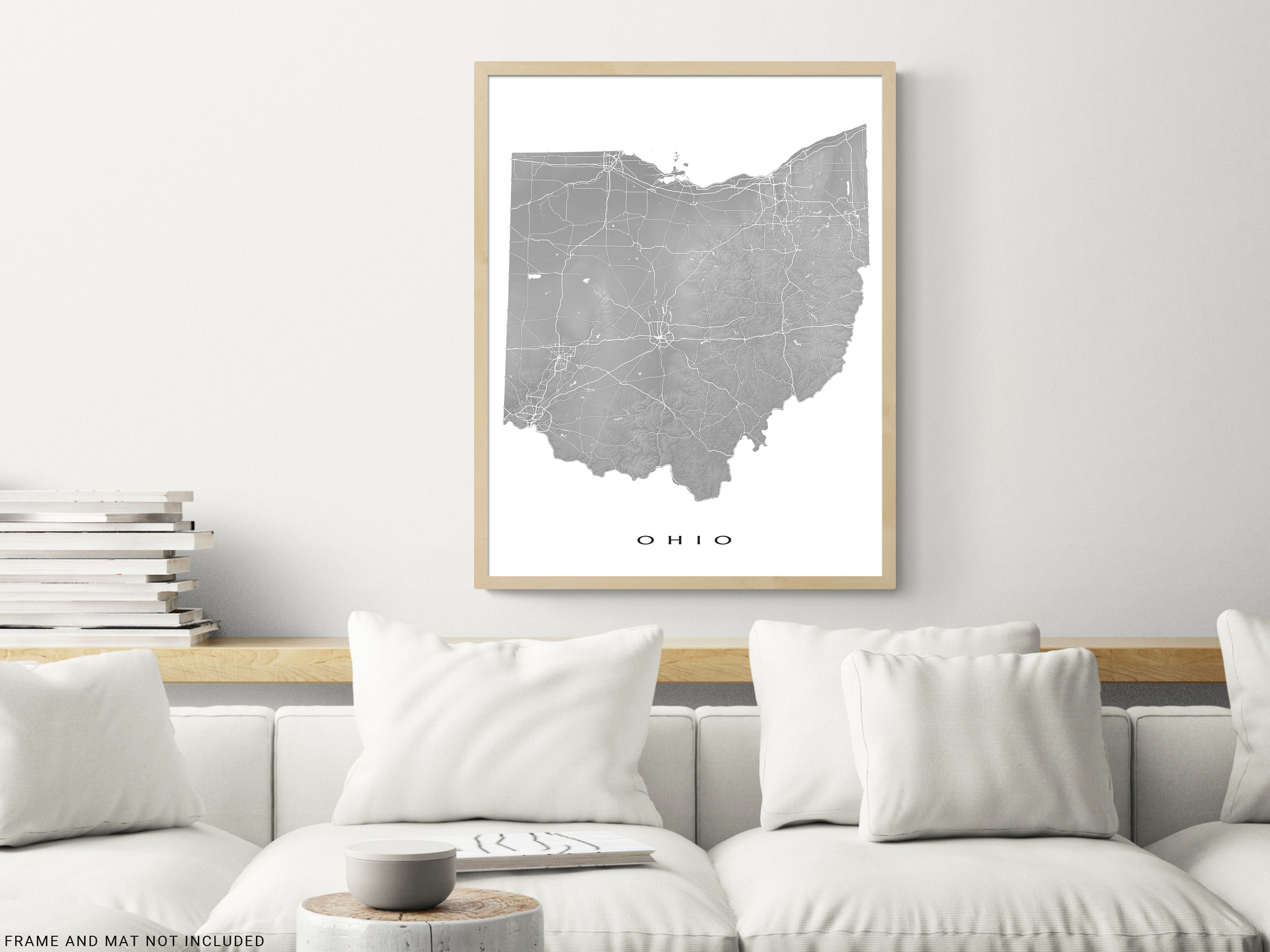 Ohio Map Wall Art Print Poster, Topographic OH State Road Maps for Hom ...