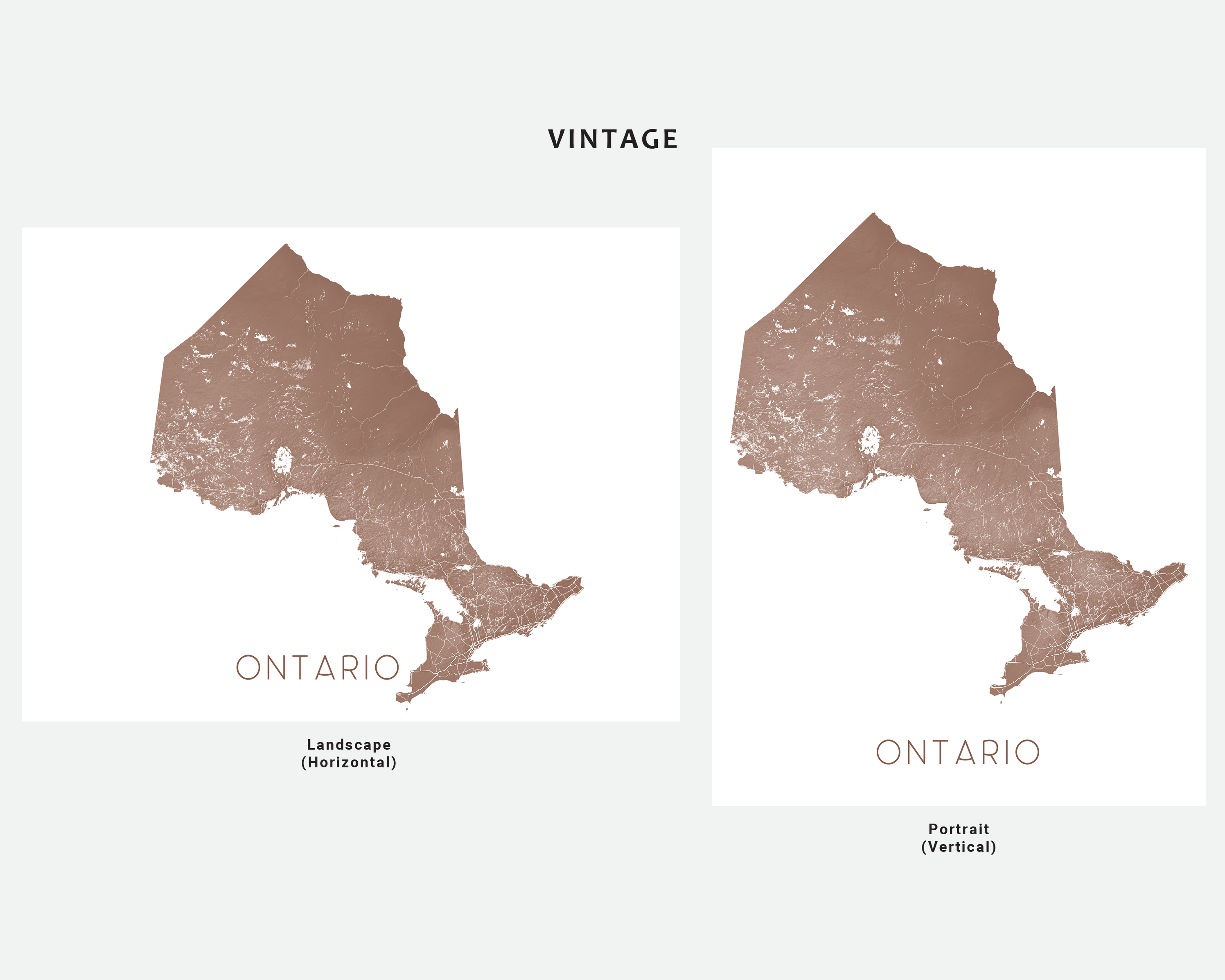 Ontario Topographic Map Print: Canada Province Wall Art Poster, Toront ...