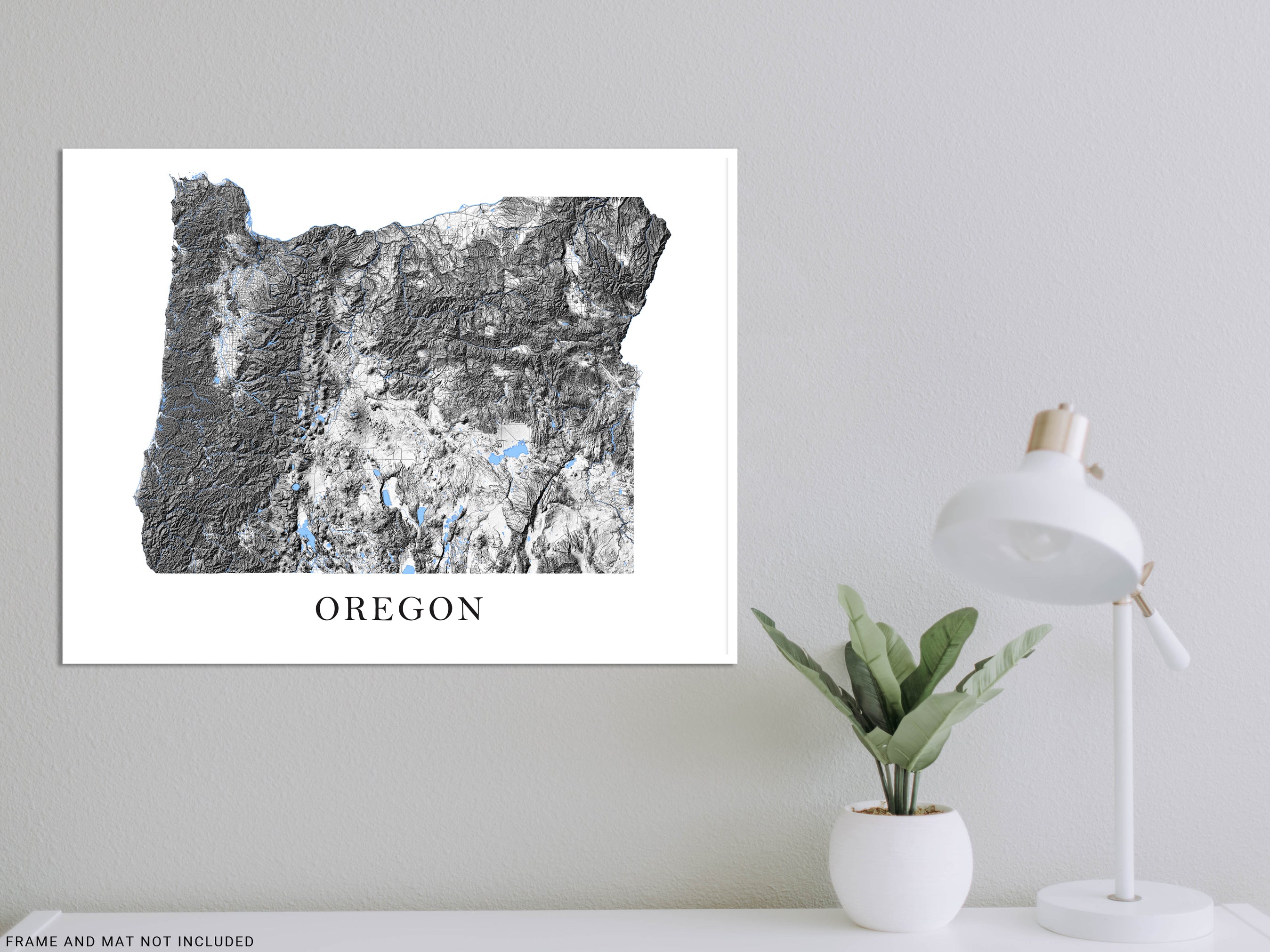 Oregon State Map Print Poster - Black and White Topographic OR Wall Ar ...