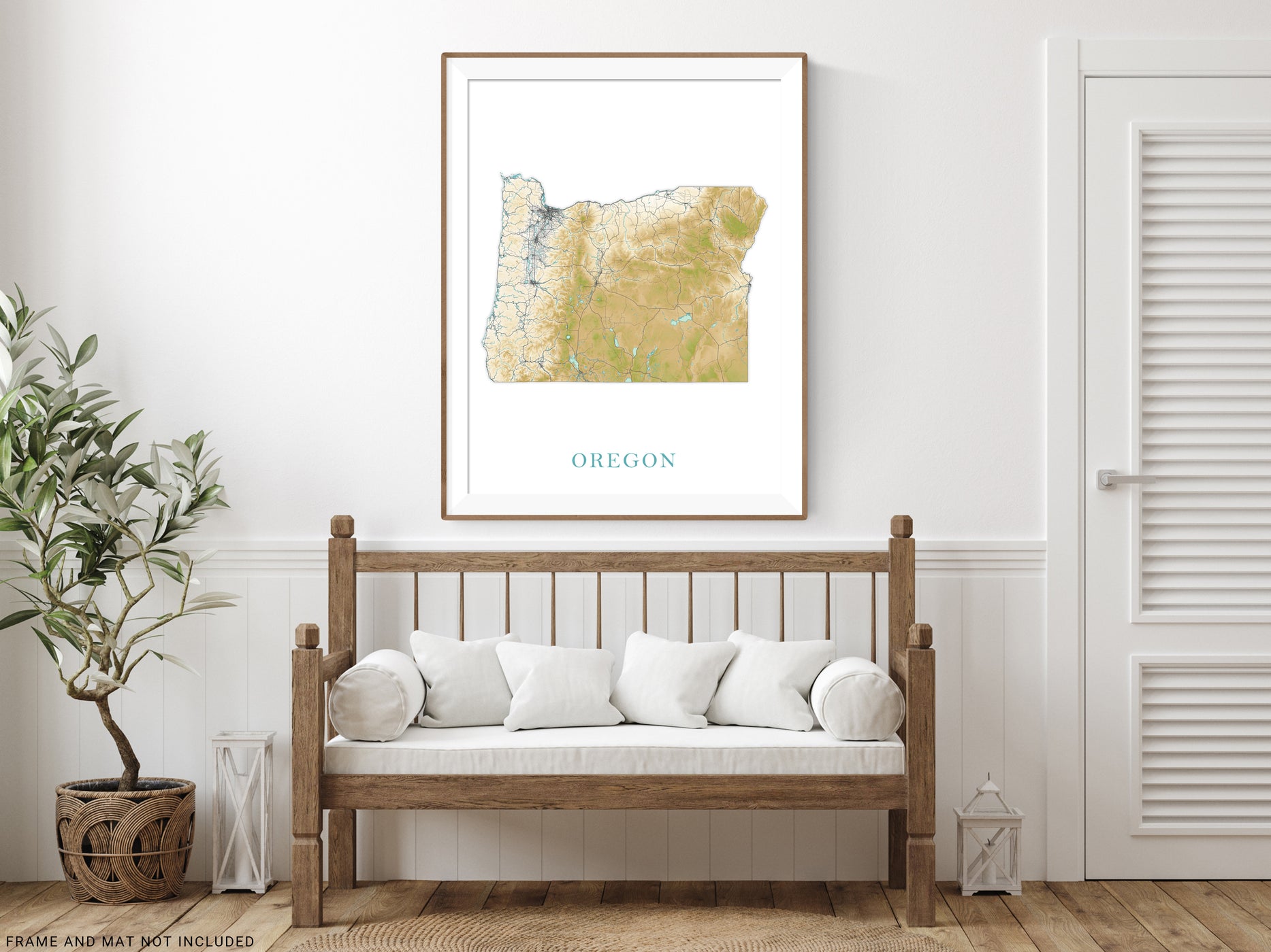 Oregon State Wall Art Map Print Poster, Topographic Landscape Road Map ...