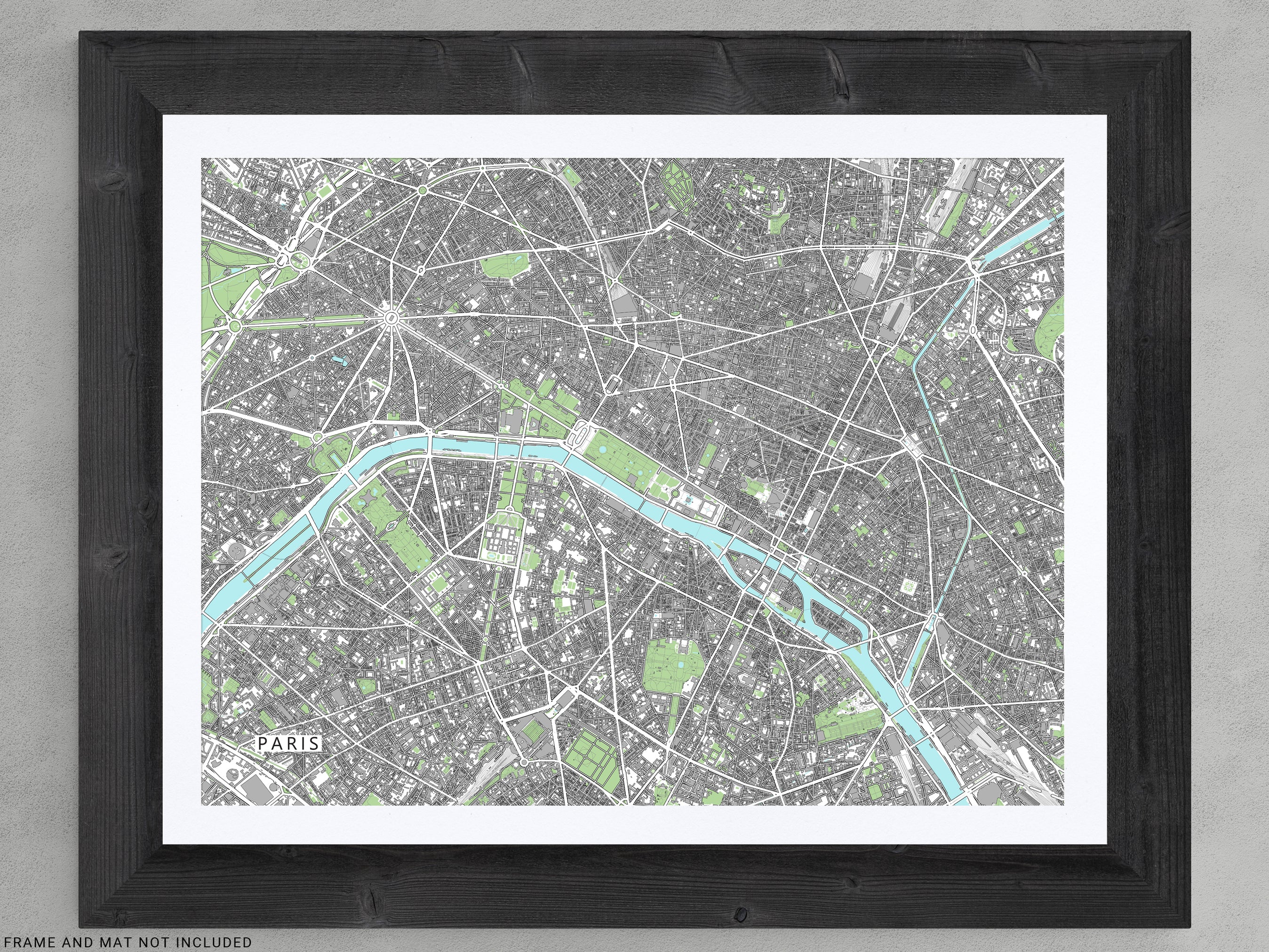 Paris Map Print, Paris France City Wall Art Poster with Buildings for ...