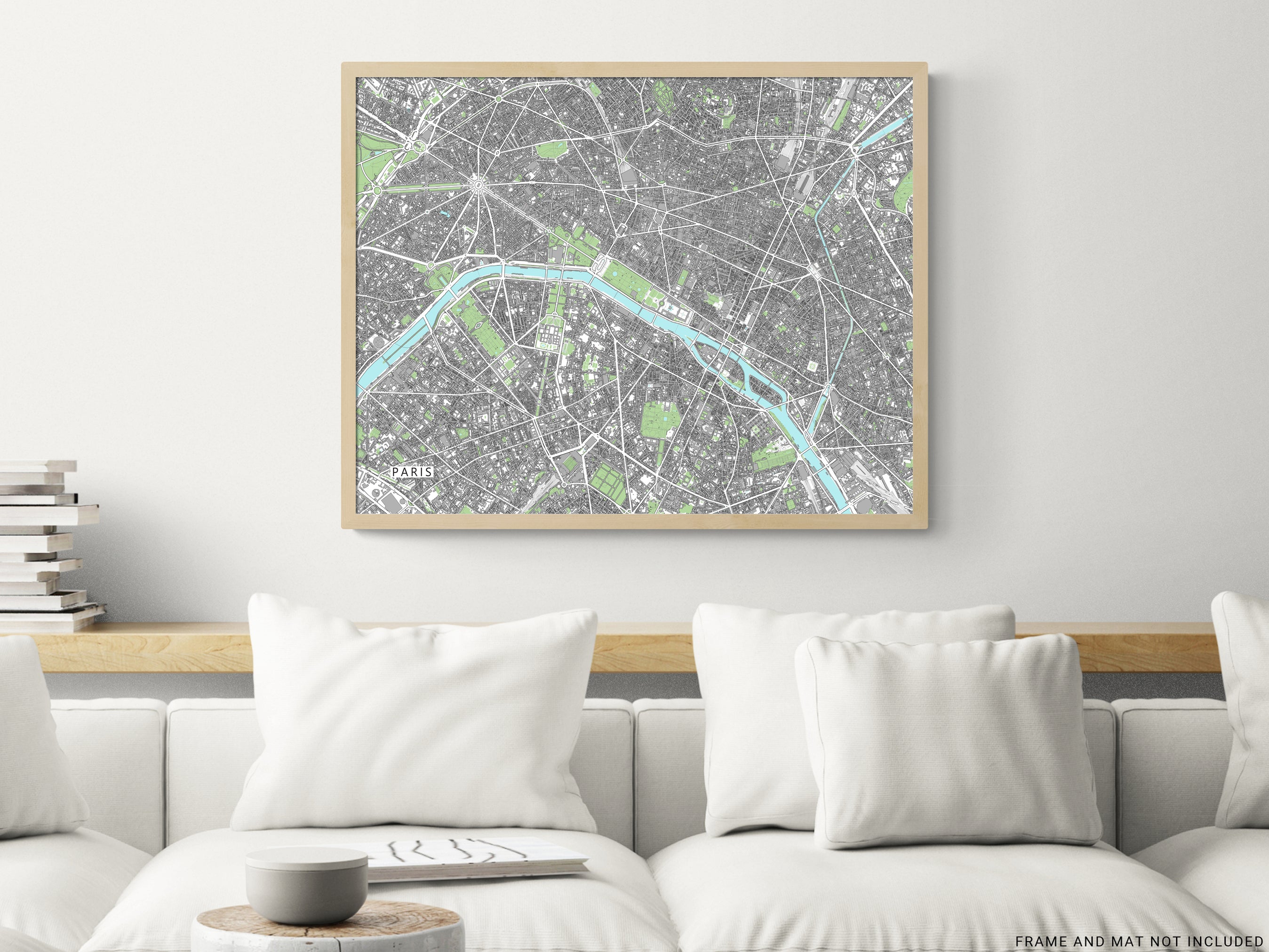 Paris Map Print, Paris France City Wall Art Poster with Buildings for ...