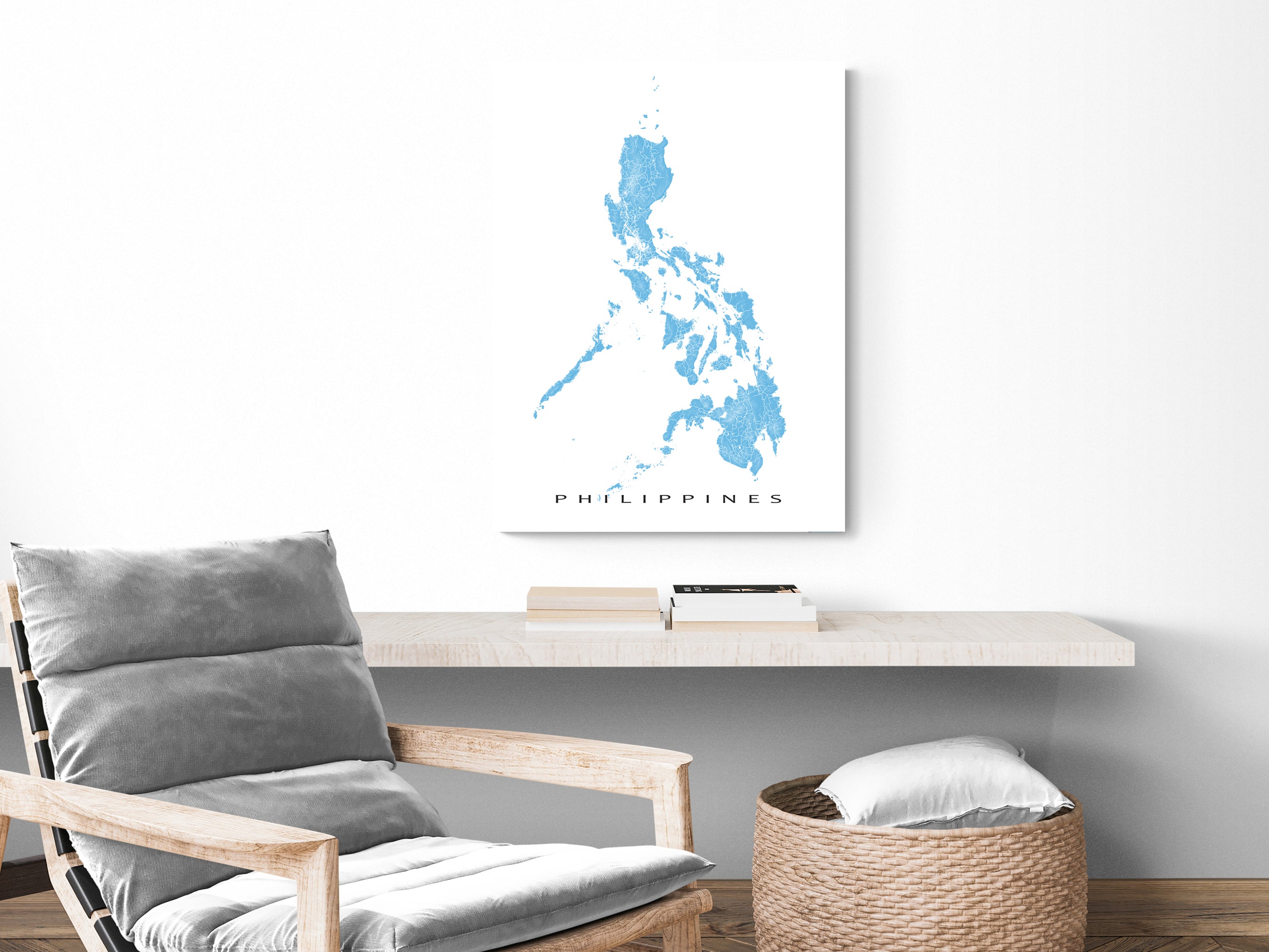 Philippines Map Wall Art Print Poster, Topographic Poster Road Maps, M ...