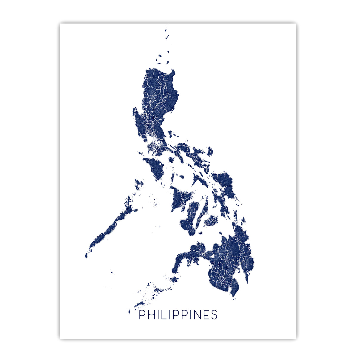 Philippines Islands Topographic Road Map Wall Art Print Poster - Manil ...