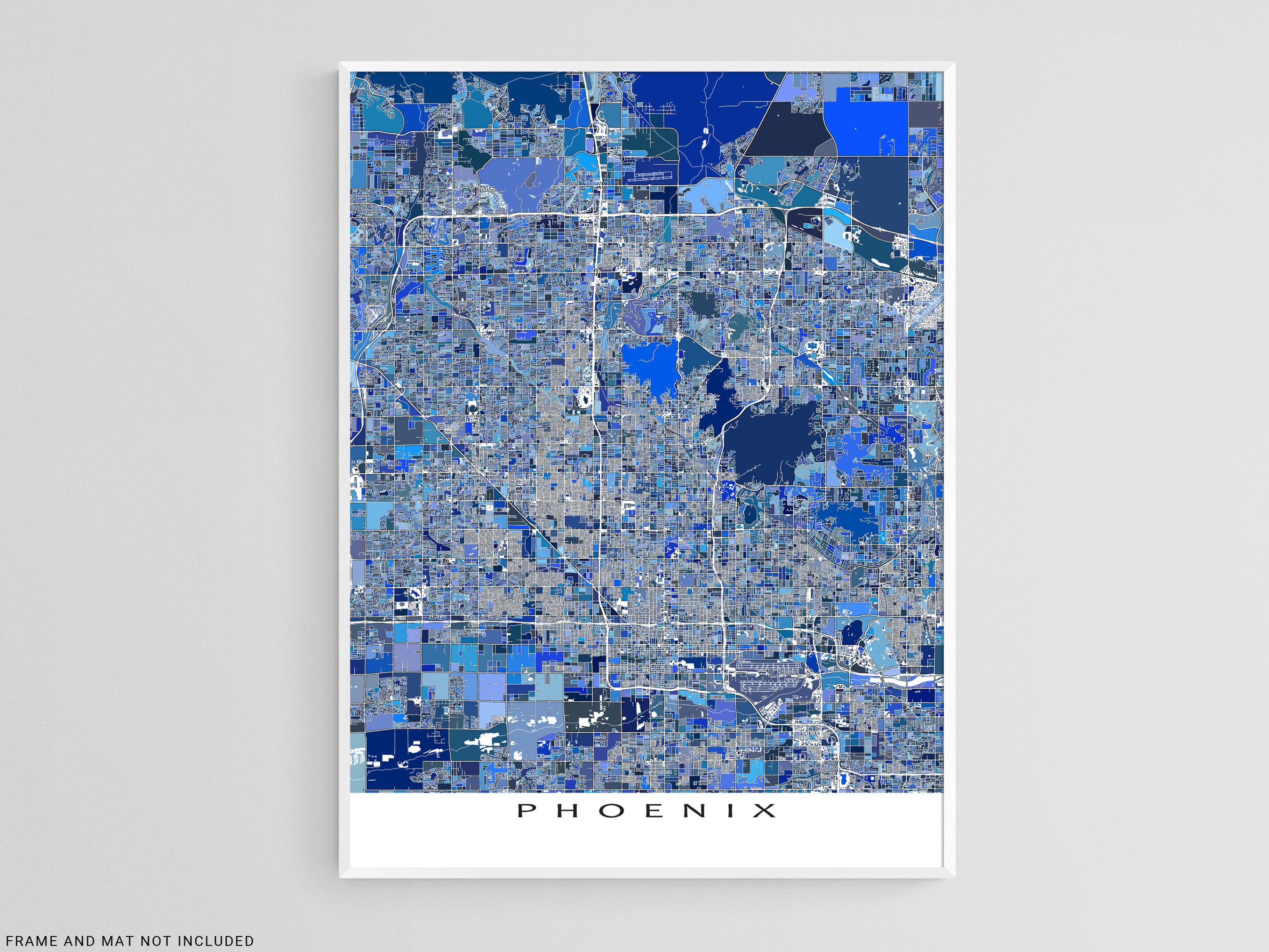 Phoenix Arizona City Street Map Wall Art Print Poster with Blue Geomet ...