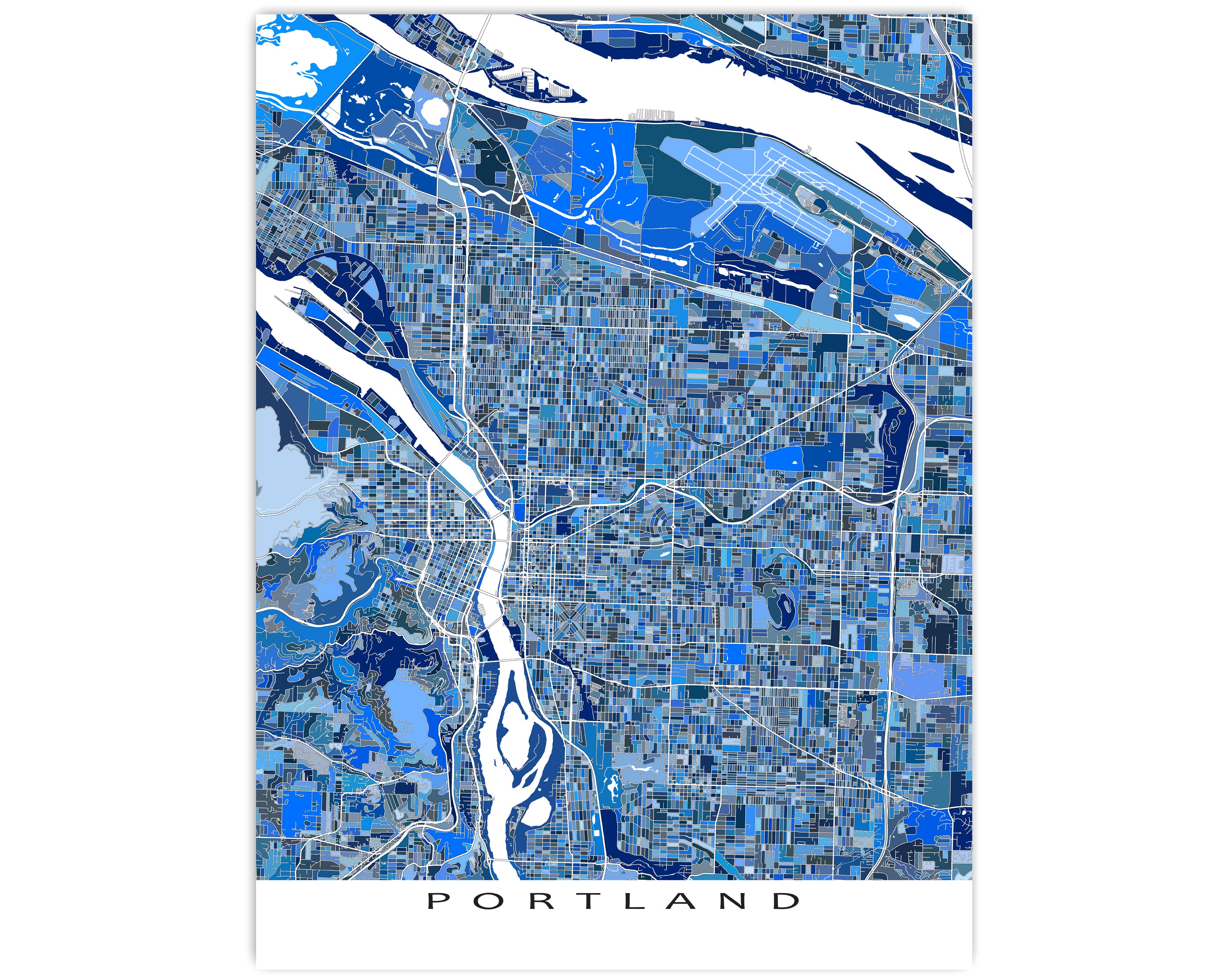 Www Map Of Portland Oregon Portland Oregon City Map Art Print