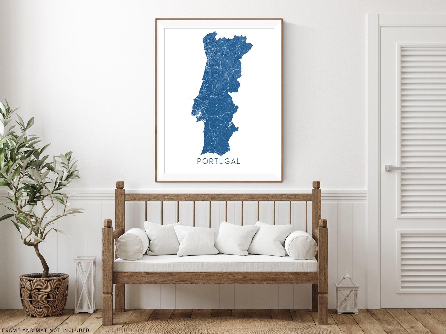 Portugal Map Wall Art Print Poster - Topographic Map of Portugal Count ...