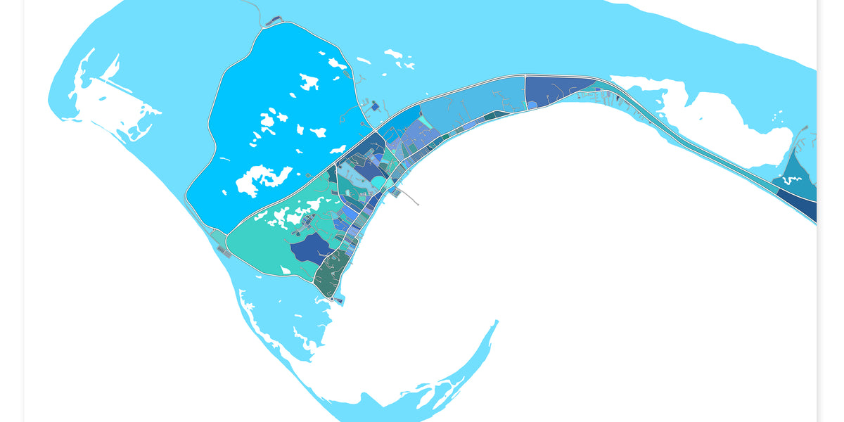 Provincetown Cape Cod Map Print Poster, Blue Geometric City Street Map ...
