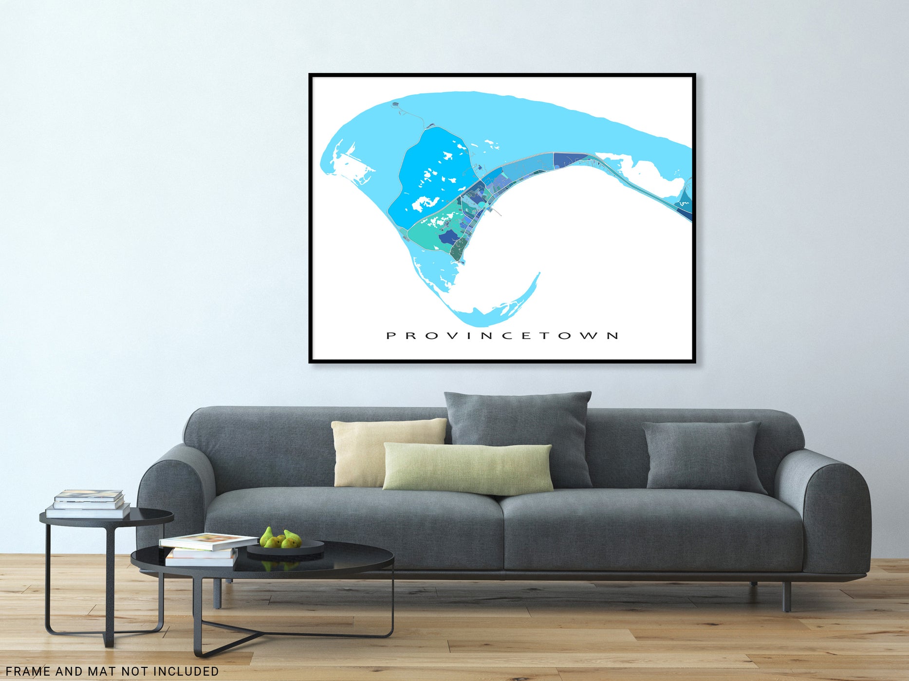 Provincetown Cape Cod Map Print Poster, Blue Geometric City Street Map ...