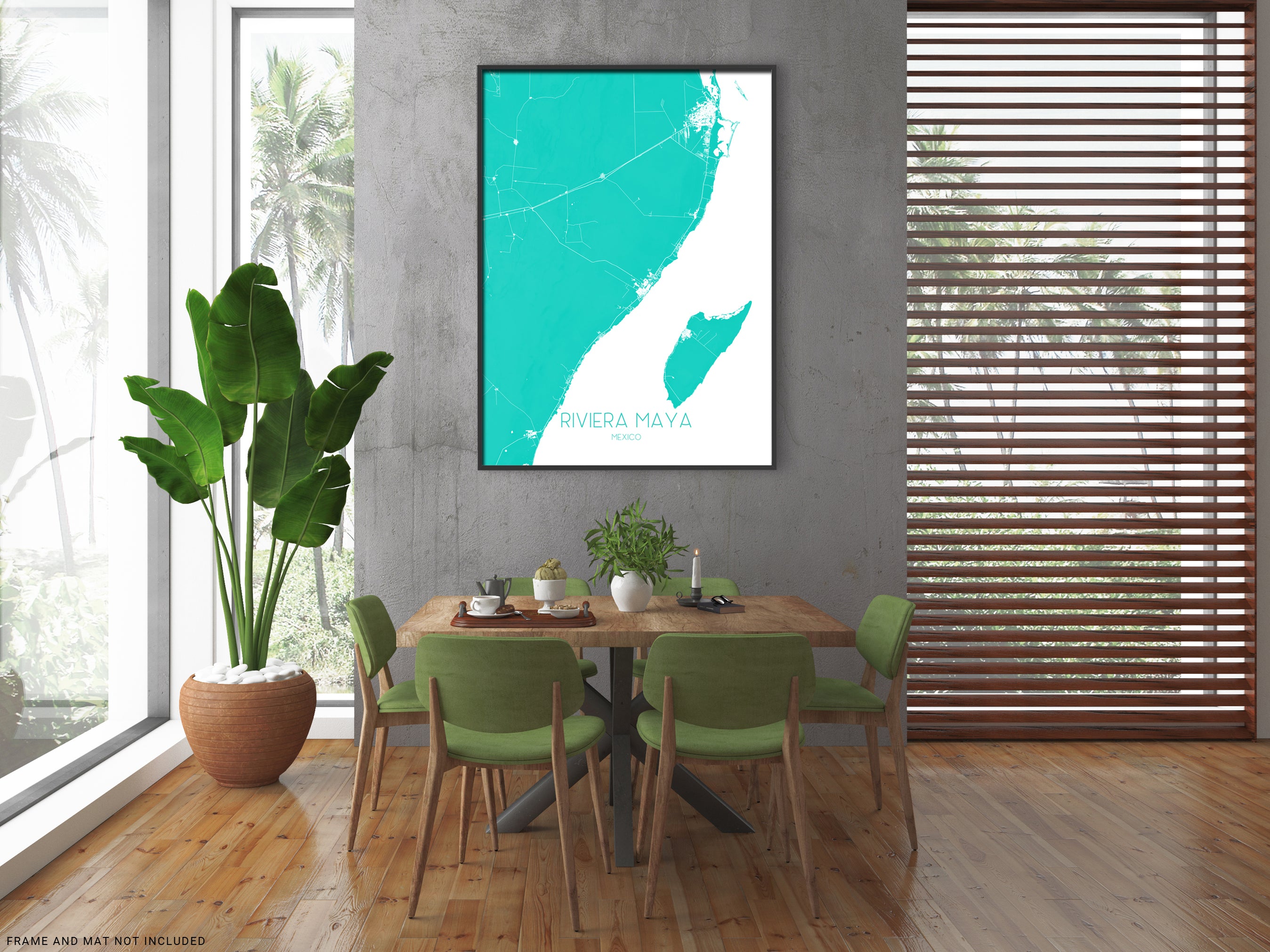 Riviera Maya Map Print Poster - Mayan Riviera Mexico Art Prints, Playa ...