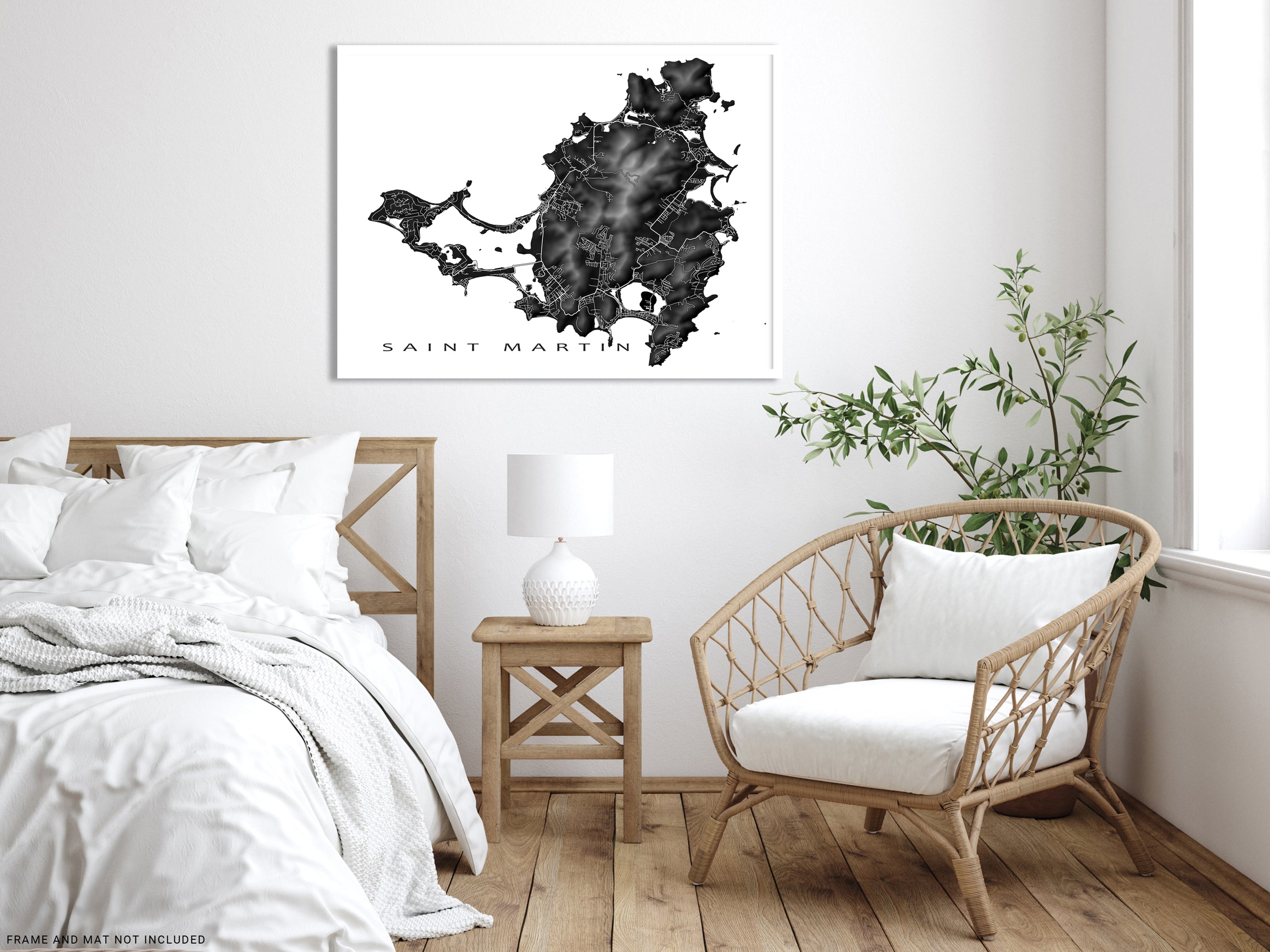 Saint Martin Island Map Wall Art Print Poster, Sint Maarten St Martin ...