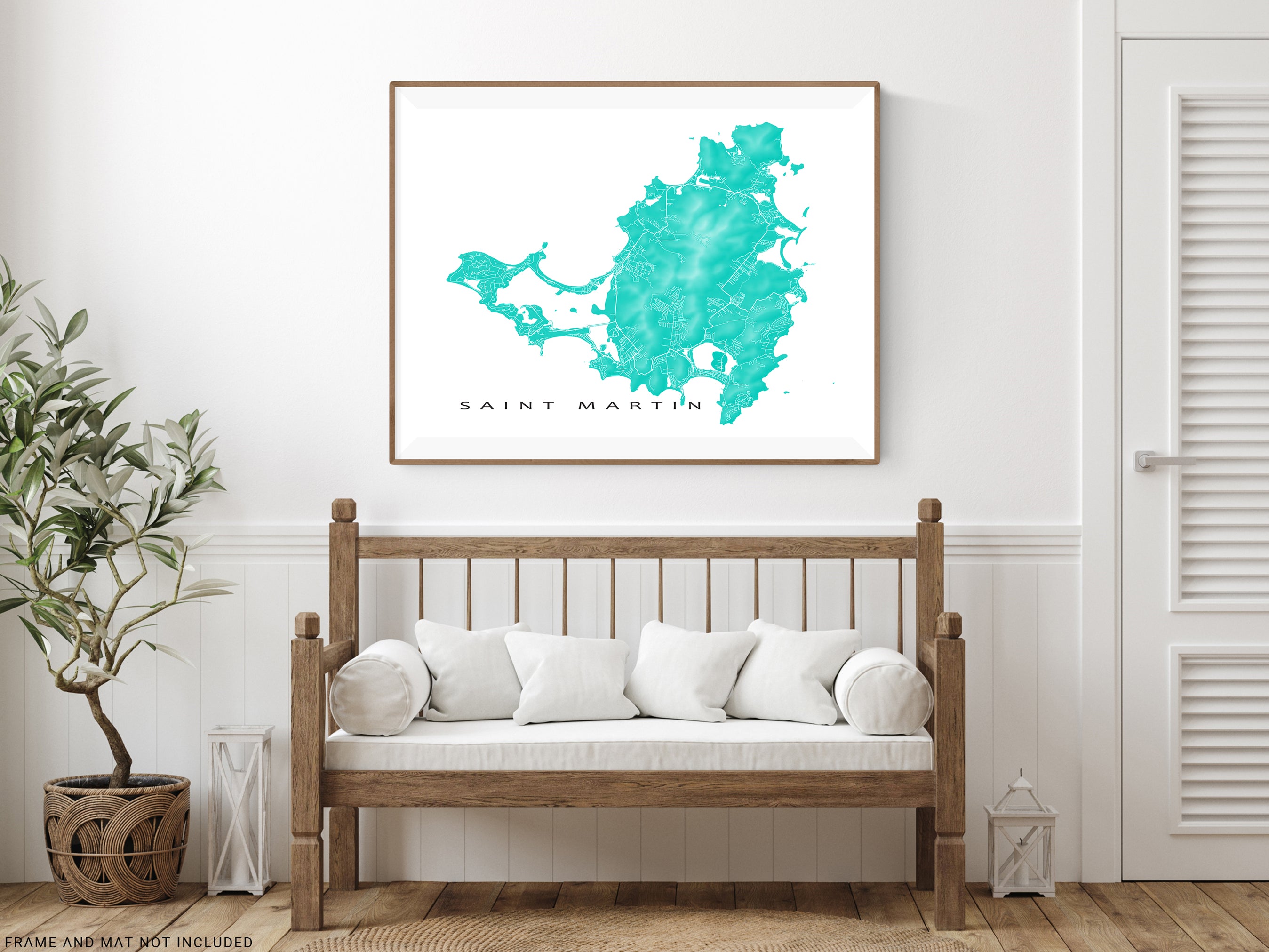 Saint Martin Island Map Wall Art Print Poster, Sint Maarten St Martin ...