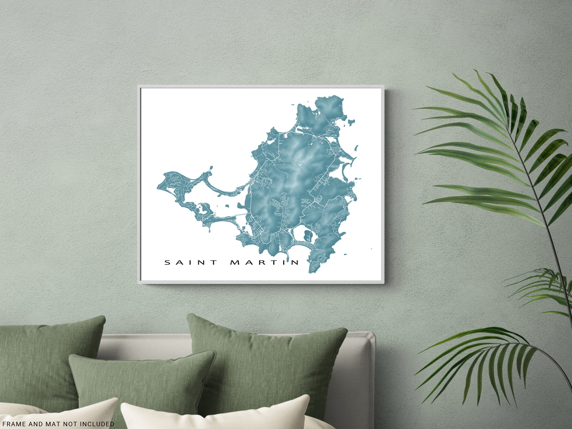 Saint Martin Island Map Wall Art Print Poster, Sint Maarten St Martin ...