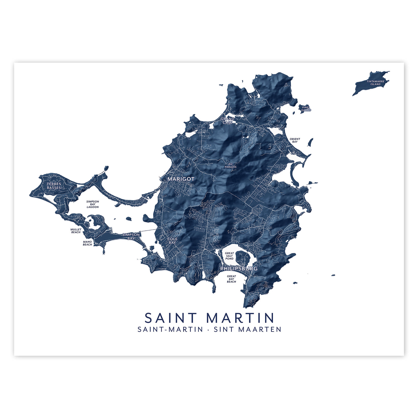 St Martin Topographic Map Print: Island Terrain Wall Art — Maps As Art