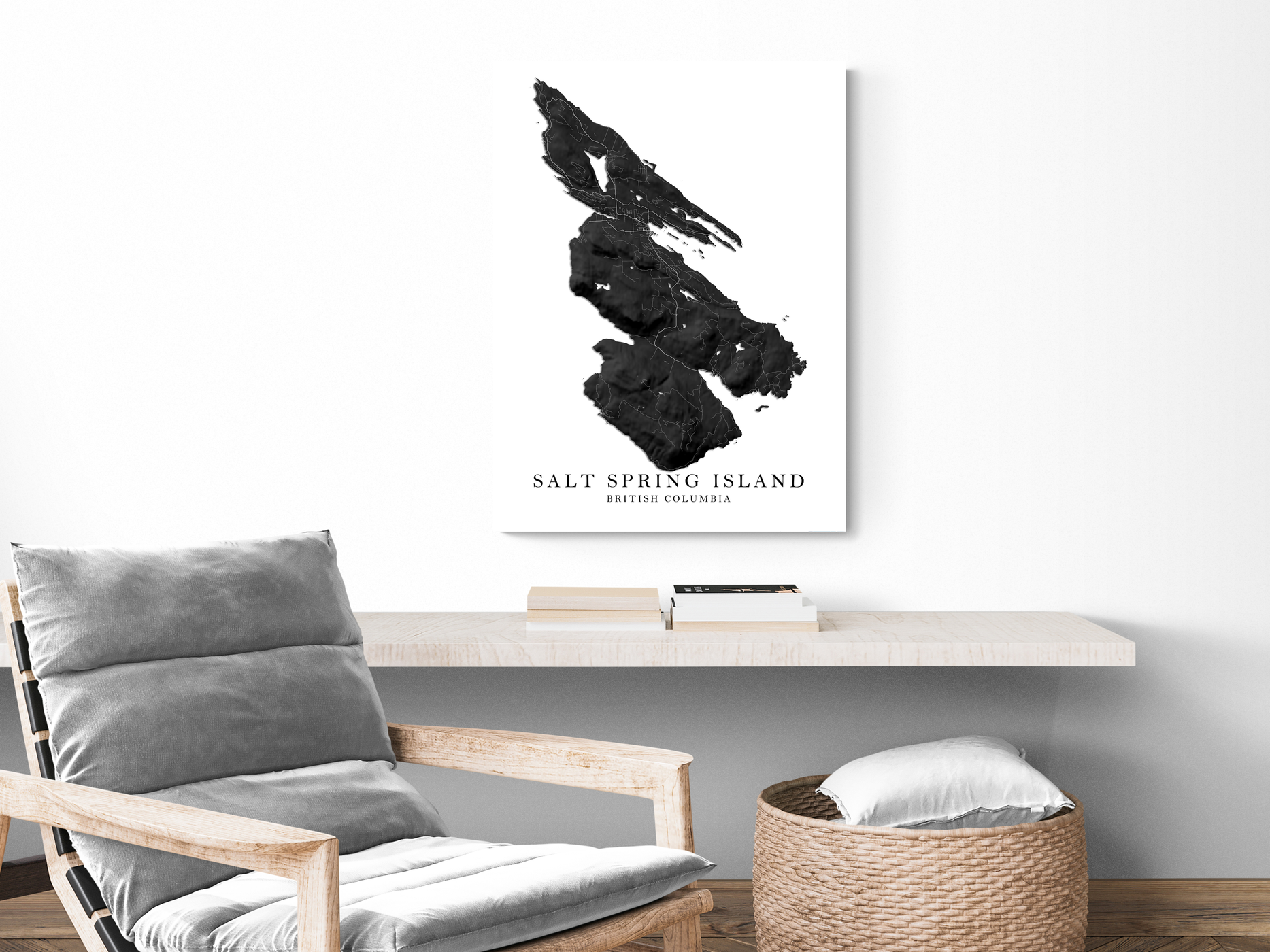 Salt Spring Island Map Print Poster, Black and White Topographic Salts ...