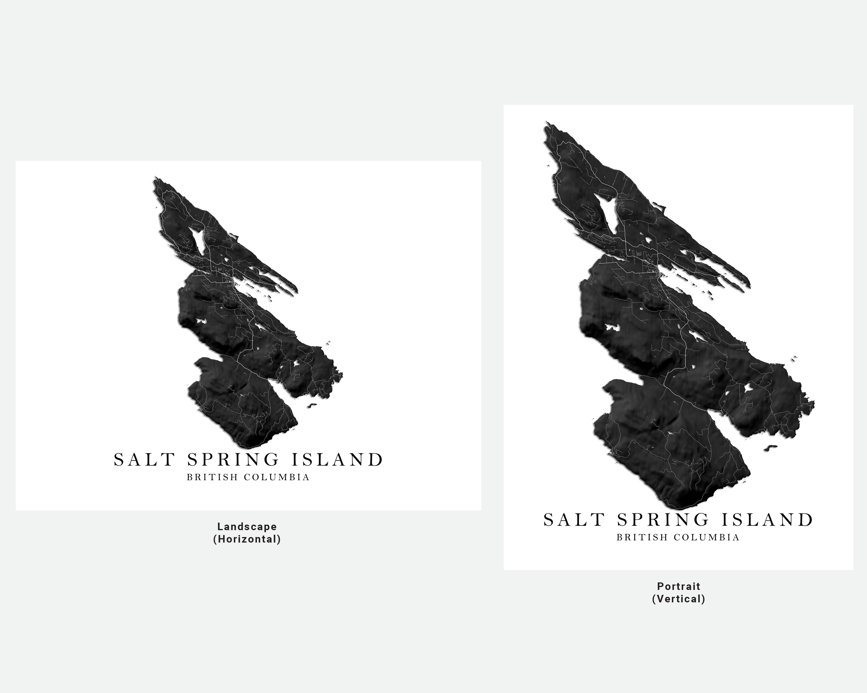 Salt Spring Island Map Print Poster, Black and White Topographic Salts ...