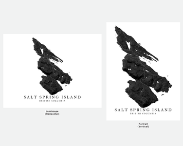 Salt Spring Island Map Print Poster, Black and White Topographic Salts ...