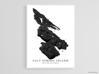 Salt Spring Island Map Print Poster, Black and White Topographic Salts ...