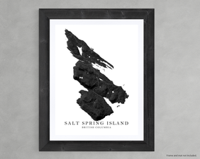 Salt Spring Island Map Print Poster, Black and White Topographic Salts ...