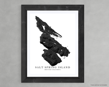Salt Spring Island Map Print Poster, Black and White Topographic Salts ...