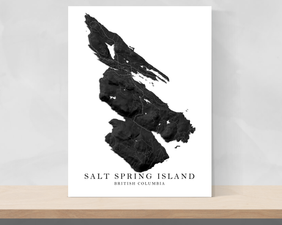 Salt Spring Island Map Print Poster, Black and White Topographic Salts ...