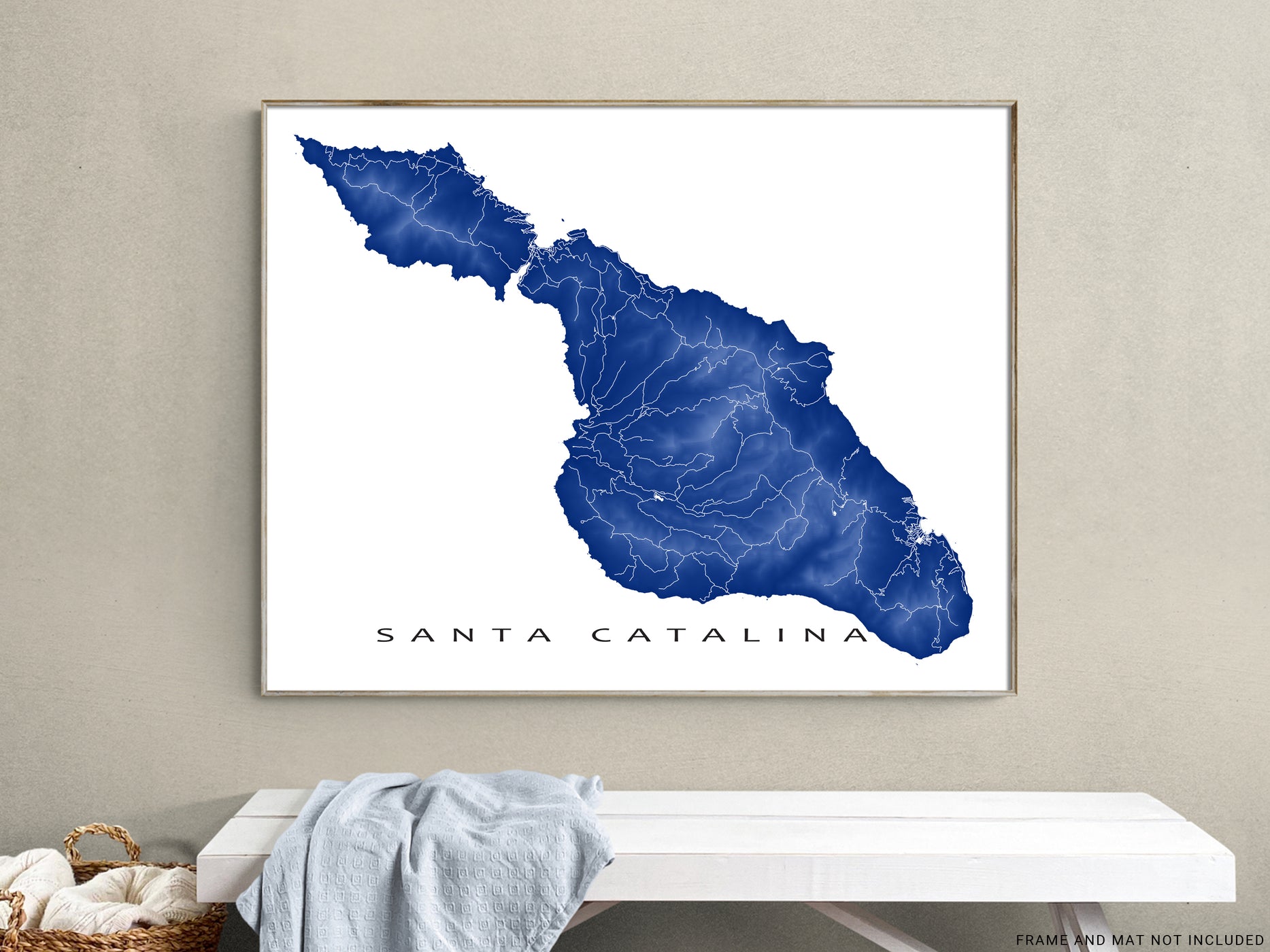 Santa Catalina Map Print Poster, Topographic Catalina Island Wall Art ...