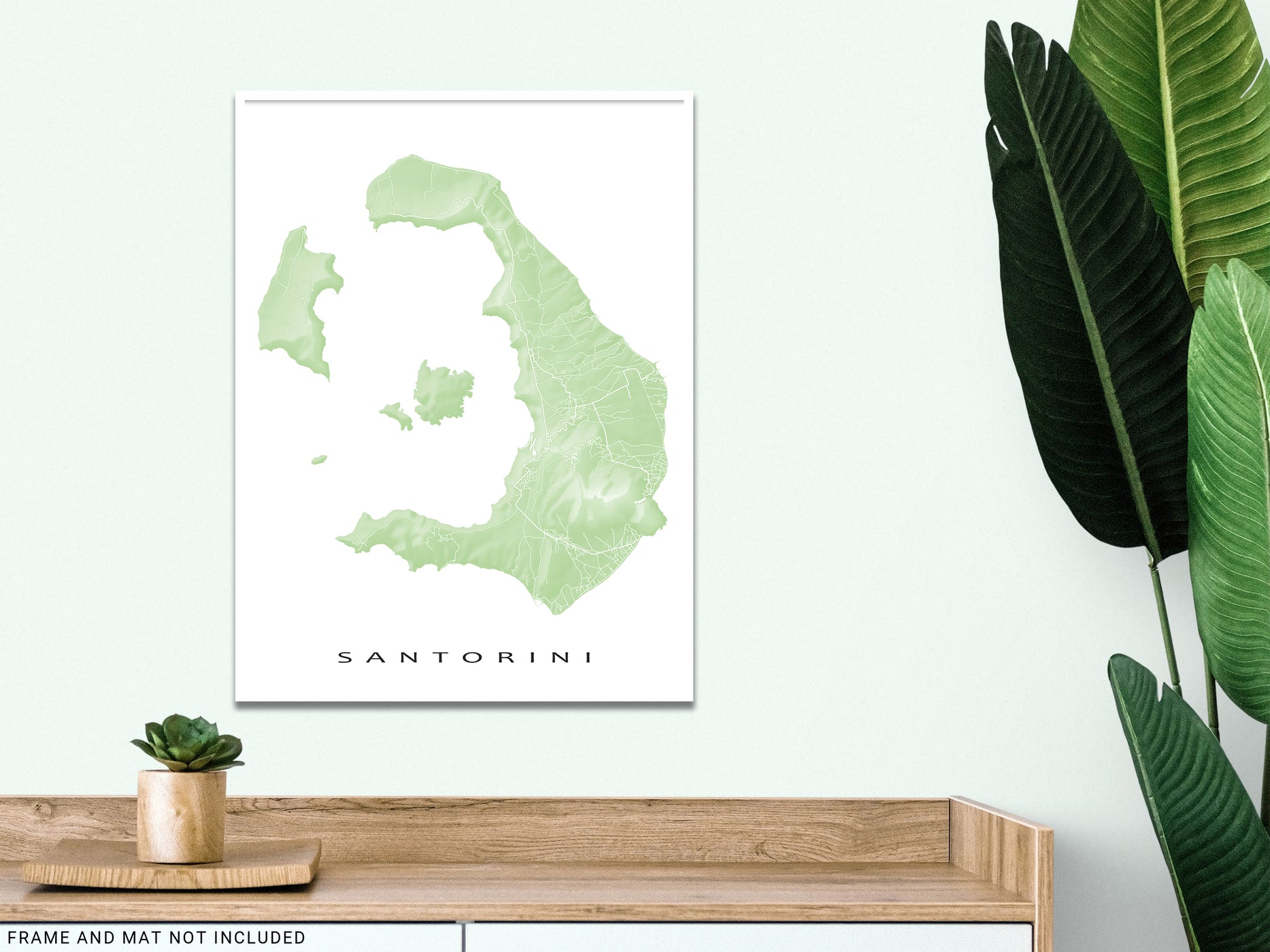 Santorini Map Wall Art Print Poster, Cyclades Greece Island Maps, Thir ...