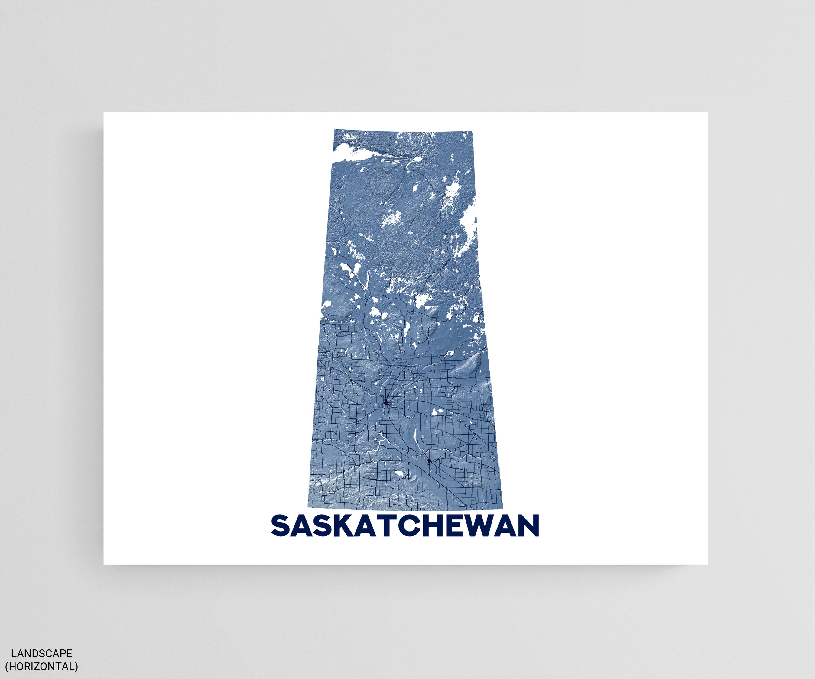Saskatchewan Canada Province Map Wall Art Print Poster, Landscape Topo ...