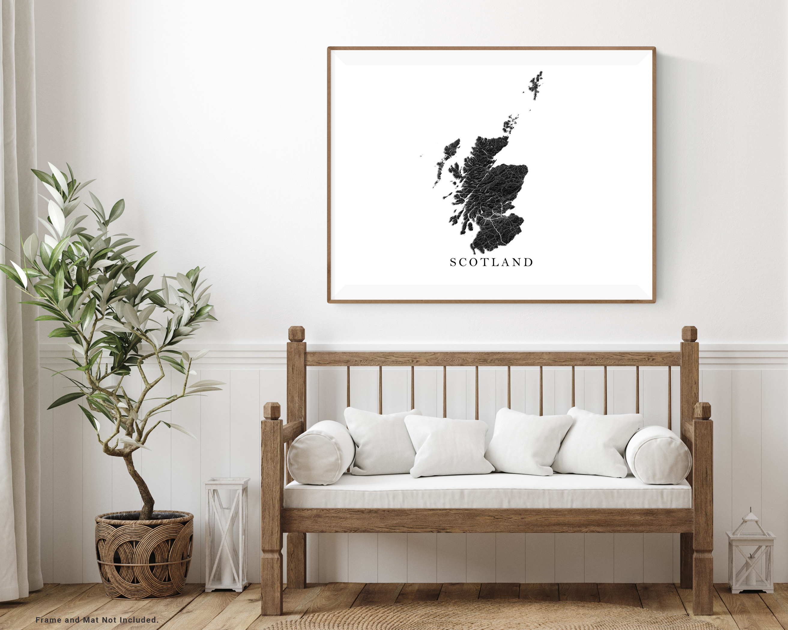 Scotland Map Print Poster, Black and White Wall Art Prints, Topographi ...