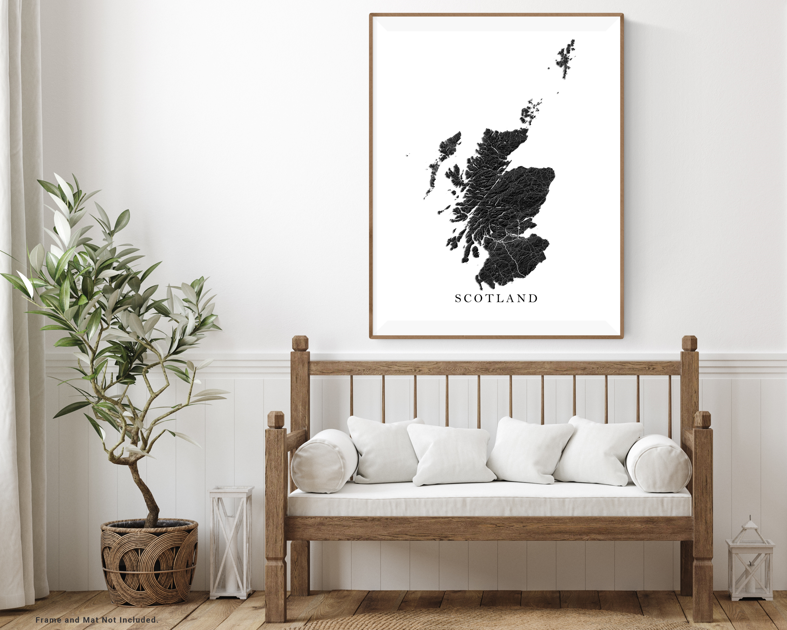Scotland Map Print Poster, Black and White Wall Art Prints, Topographi ...
