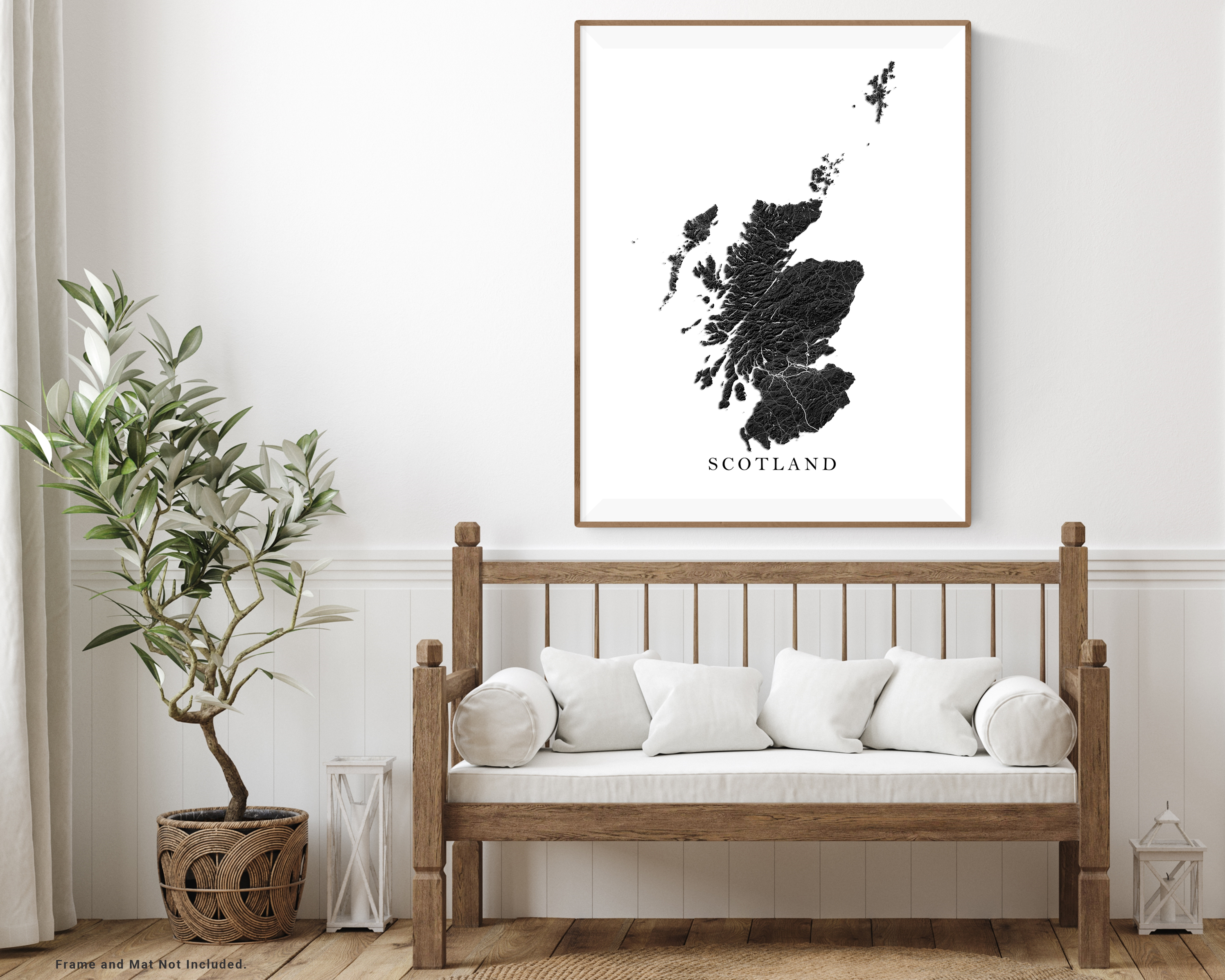 Scotland Map Print Poster, Black and White Wall Art Prints, Topographi ...