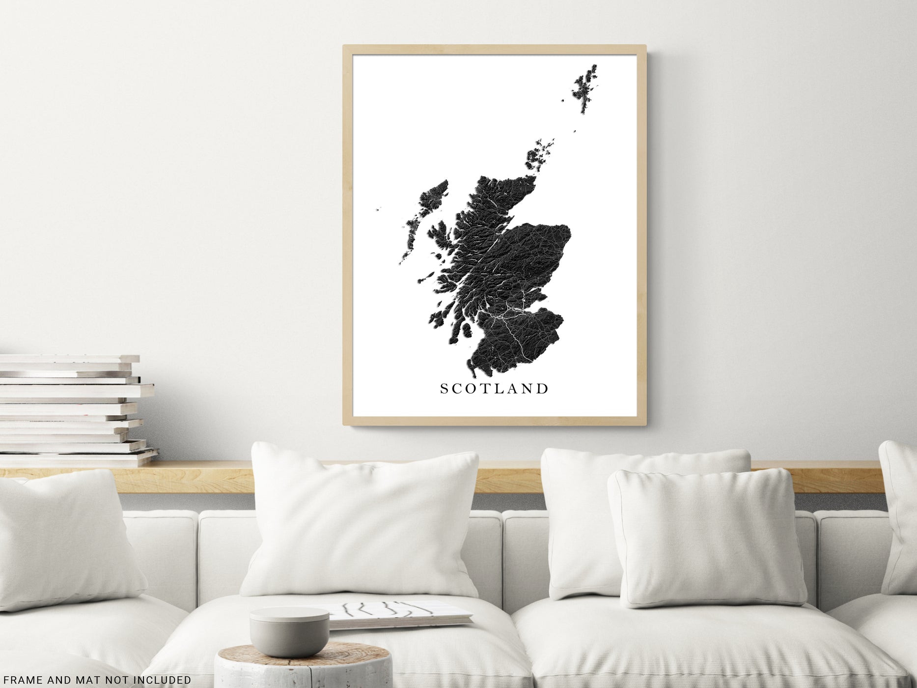Scotland Map Print Poster, Black and White Wall Art Prints, Topographi ...