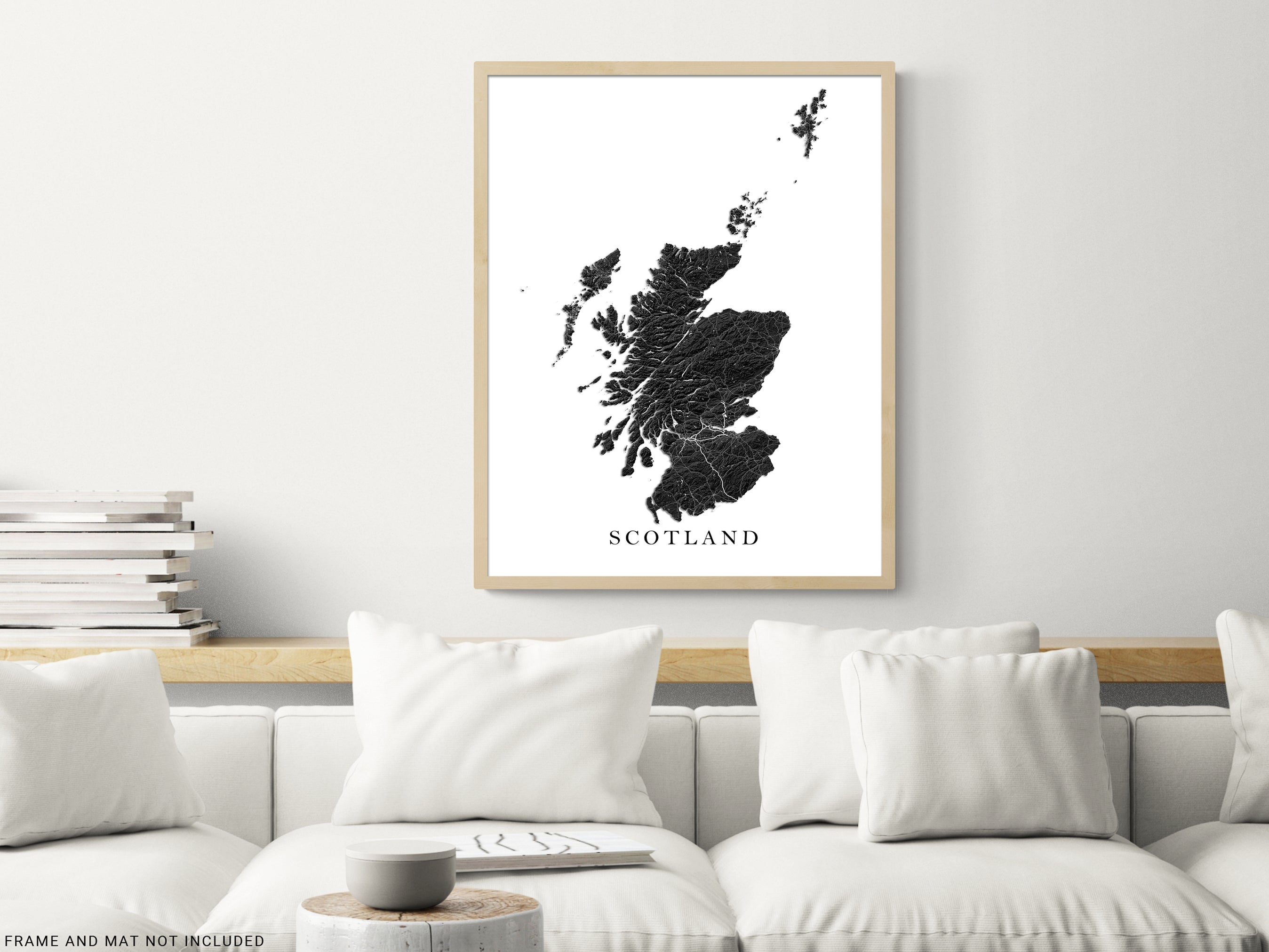 Scotland Map Print Poster, Black and White Wall Art Prints, Topographi ...