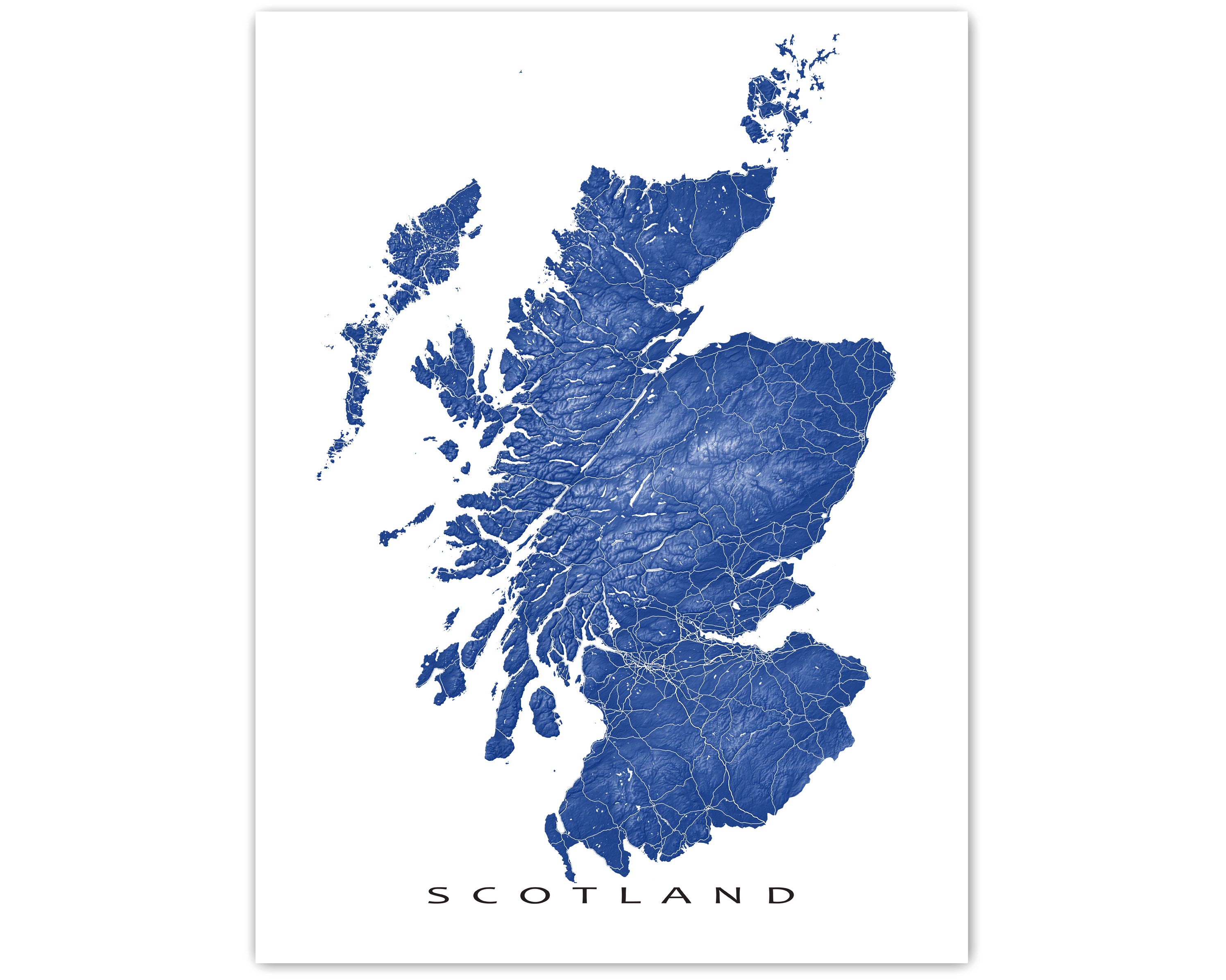 Scotland Map Print, Topographic Scotland Country Wall Art Poster Road ...