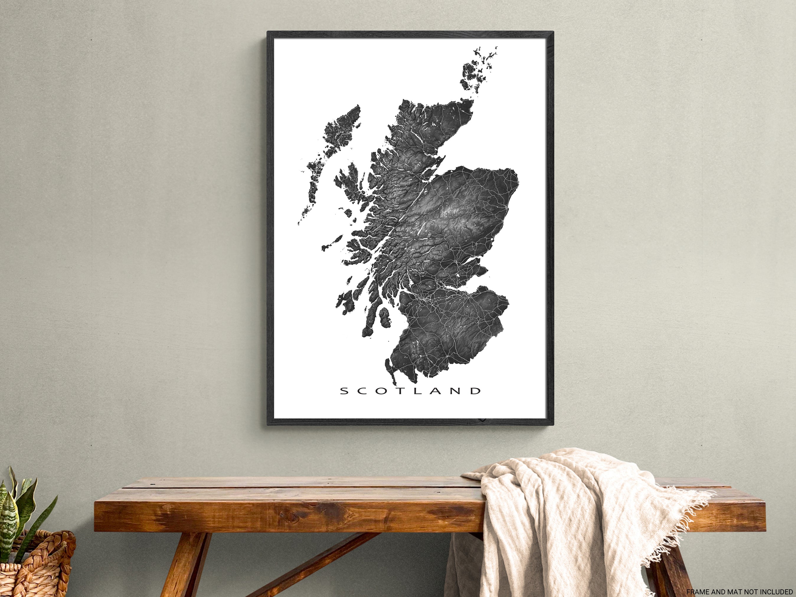 Scotland Map Print, Topographic Scotland Country Wall Art Poster Road ...