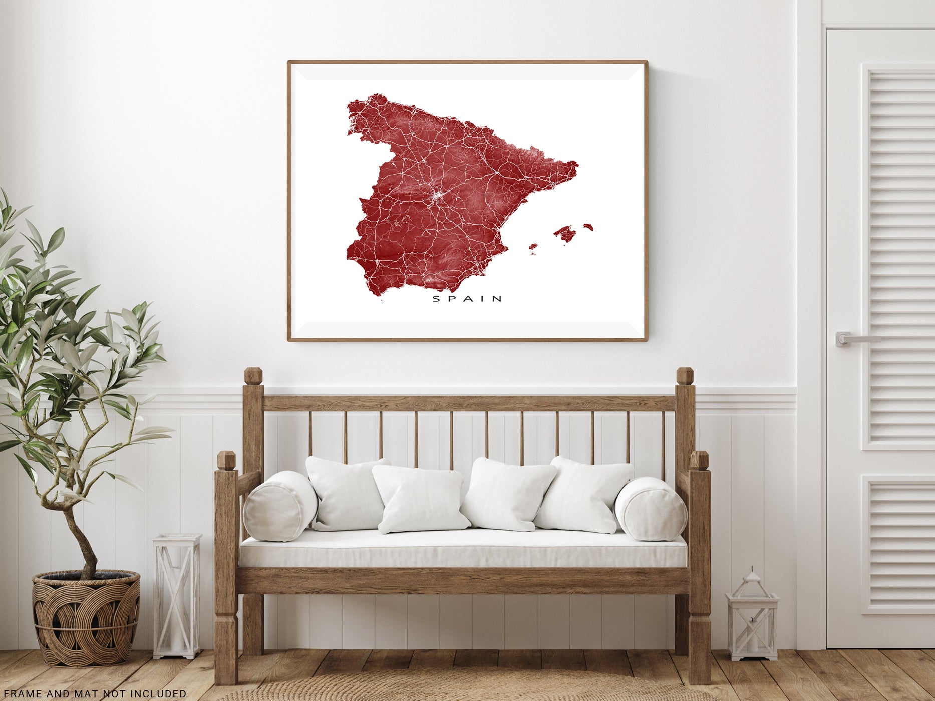 Spain Map Wall Art Print Poster, Topographic Maps for Home Decor, Barc ...