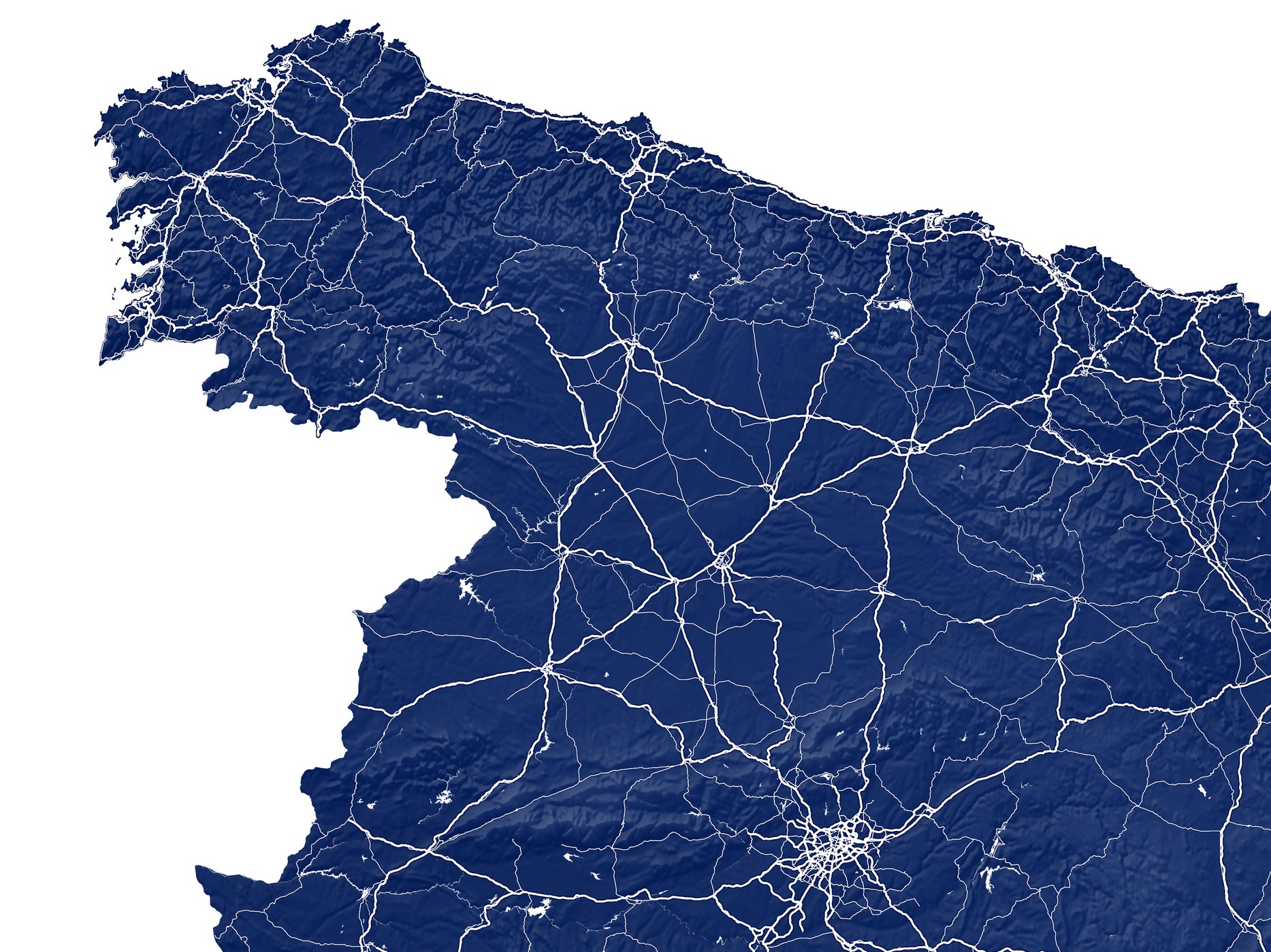 Spain Map Print - Map of Spain Wall Art Poster, Country Maps, Barcelon ...