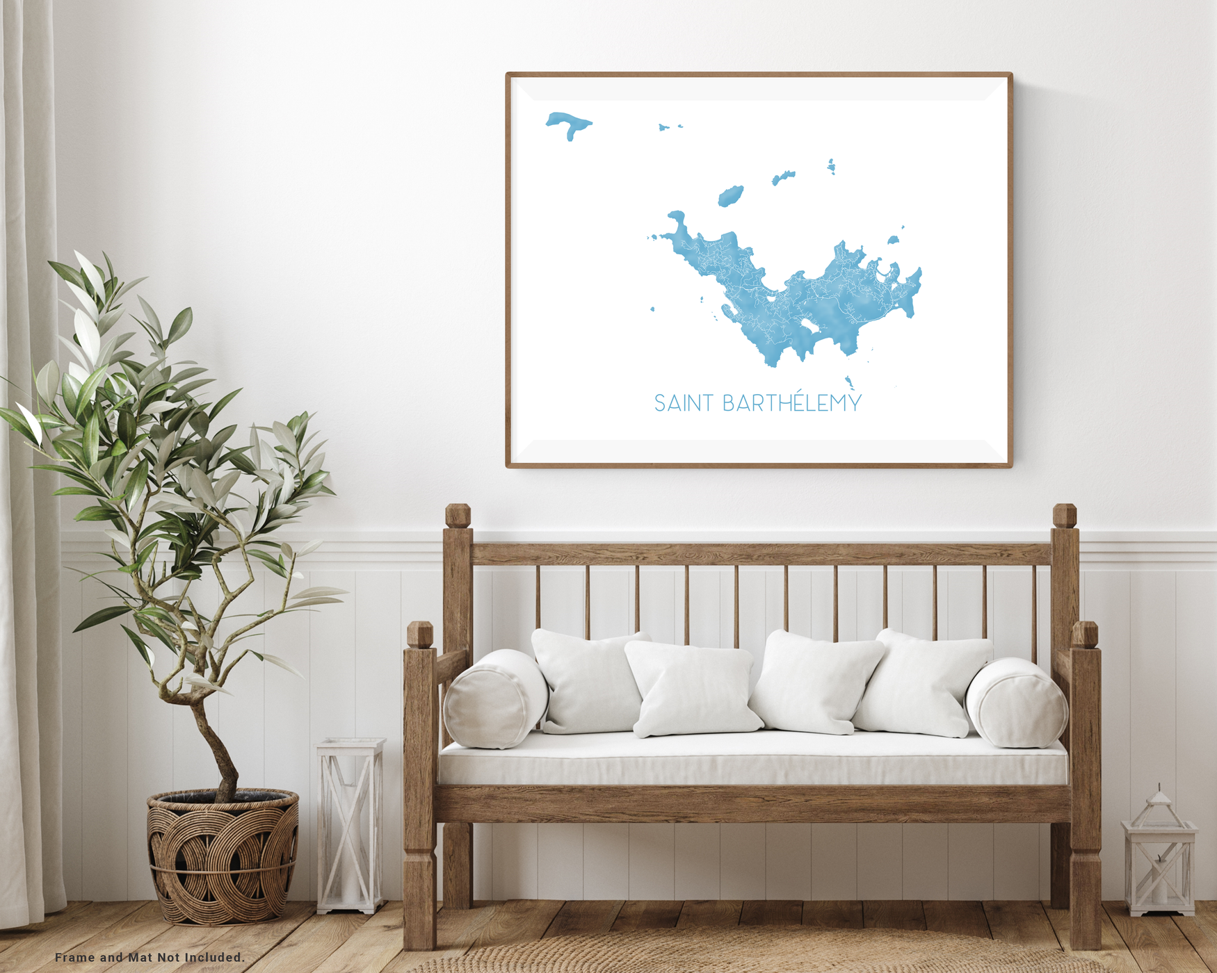 St Barts Map Wall Art Print Poster - Map of Saint Barthelemy Island Ma ...