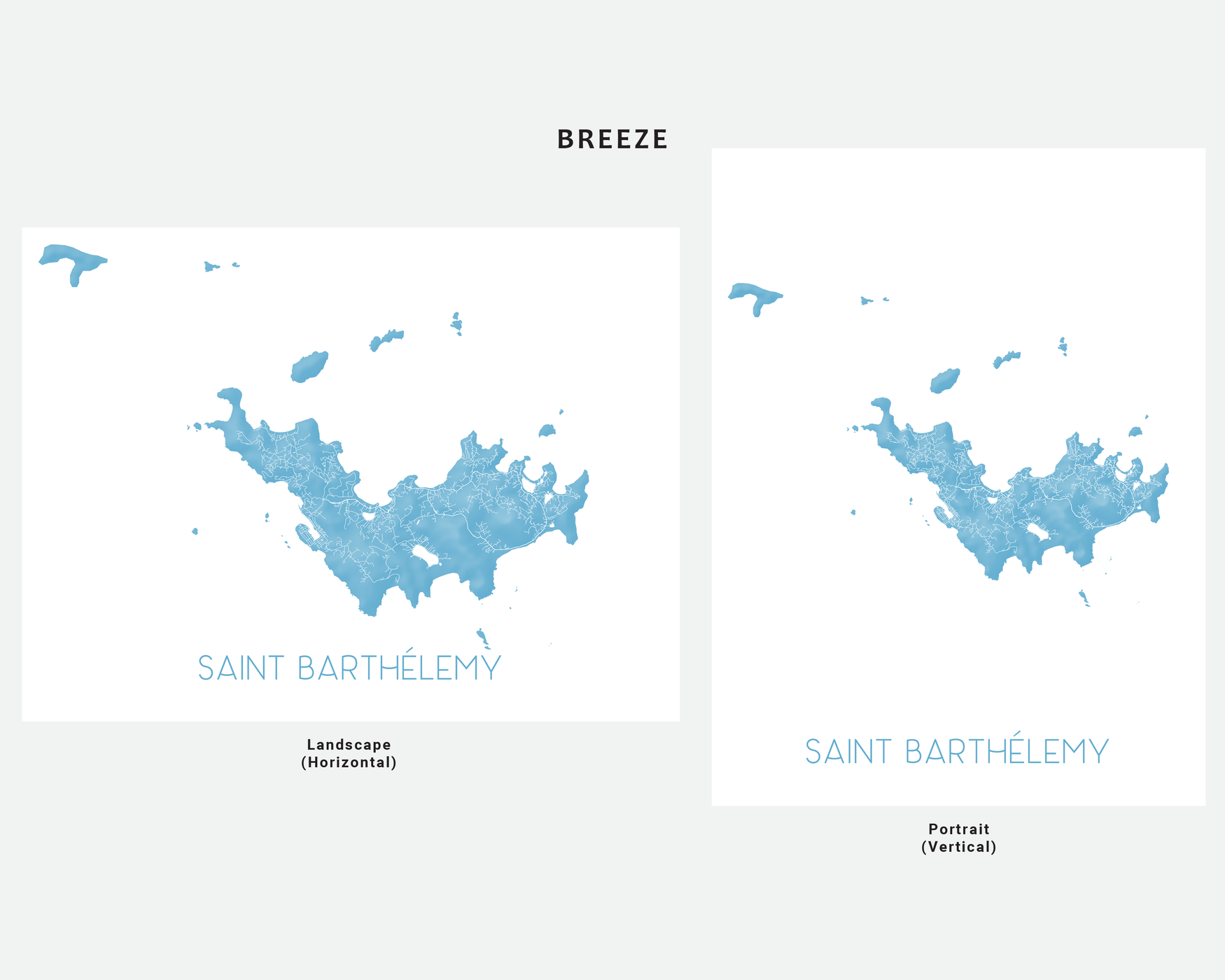 St Barts Map Wall Art Print Poster - Map of Saint Barthelemy Island Ma ...