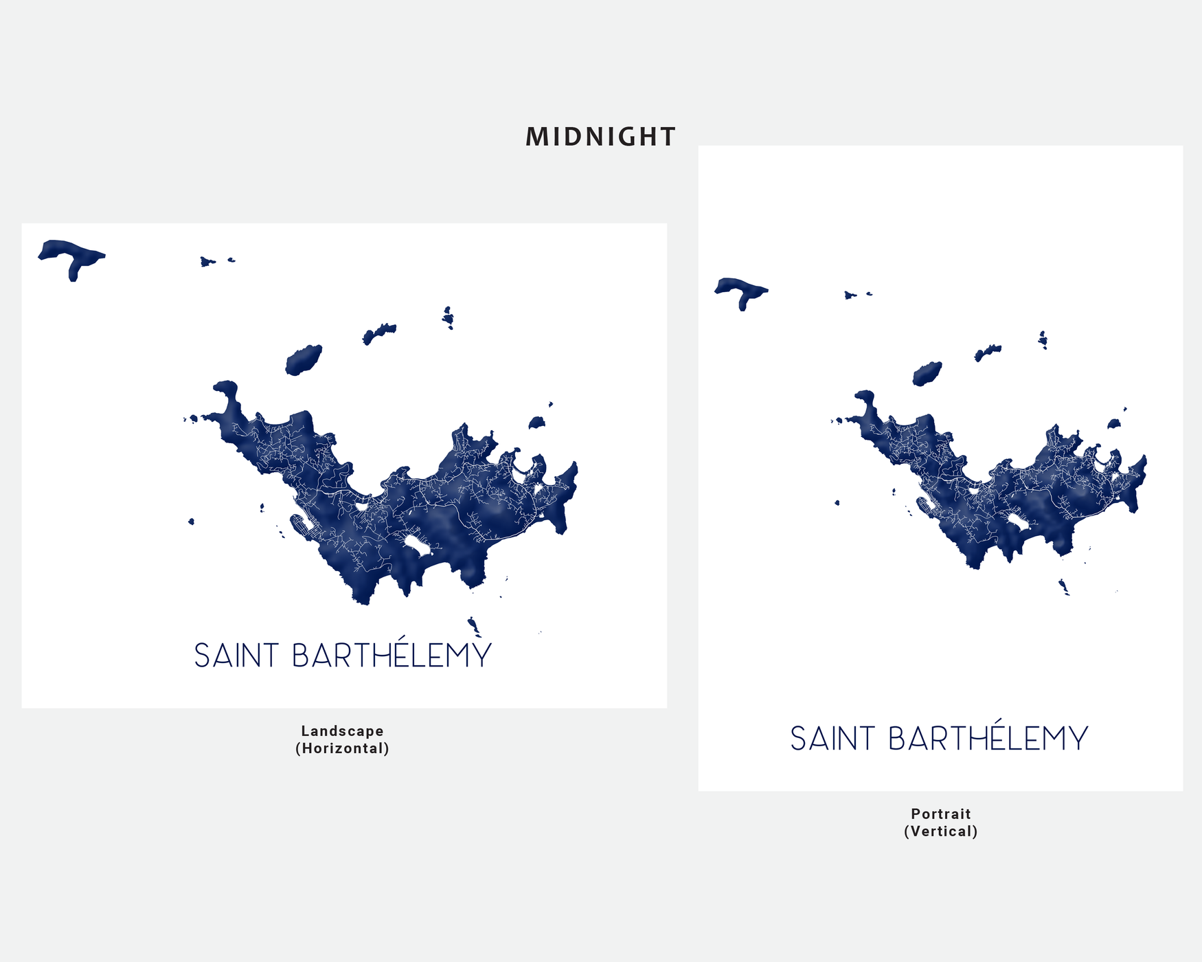 St Barts Map Wall Art Print Poster - Map of Saint Barthelemy Island Ma ...