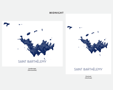 St Barts Map Wall Art Print Poster - Map of Saint Barthelemy Island Ma ...