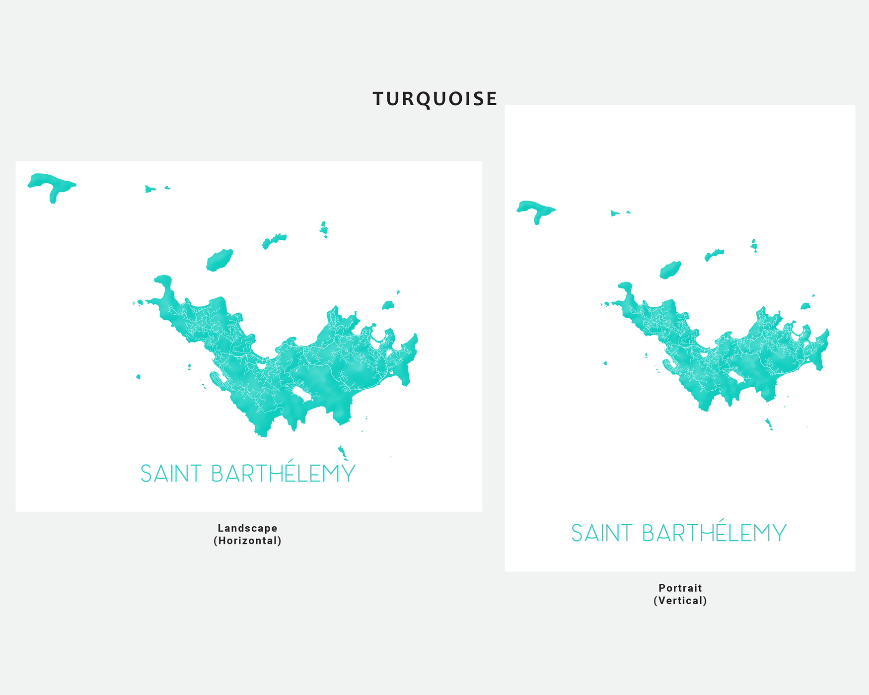 St Barts Map Wall Art Print Poster - Map of Saint Barthelemy Island Ma ...