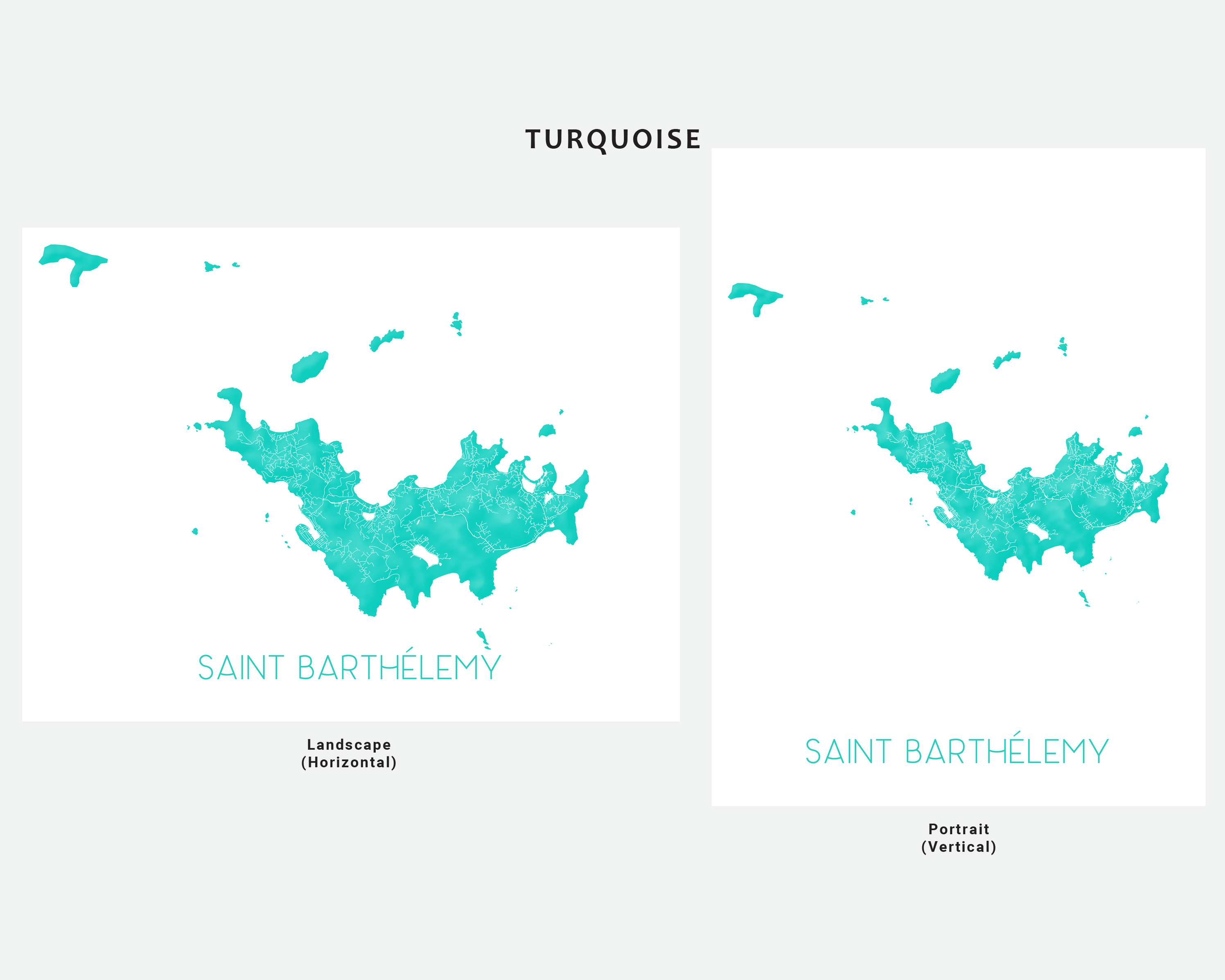 St Barts Map Wall Art Print Poster - Map of Saint Barthelemy Island Ma ...