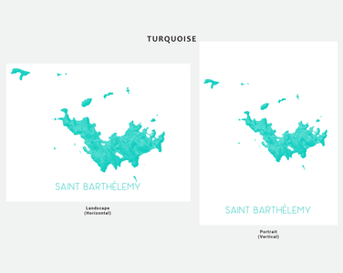 St Barts Map Wall Art Print Poster - Map of Saint Barthelemy Island Ma ...