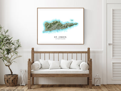 St Croix USVI Map Watercolor Style Wall Art Print Poster, Saint Croix ...